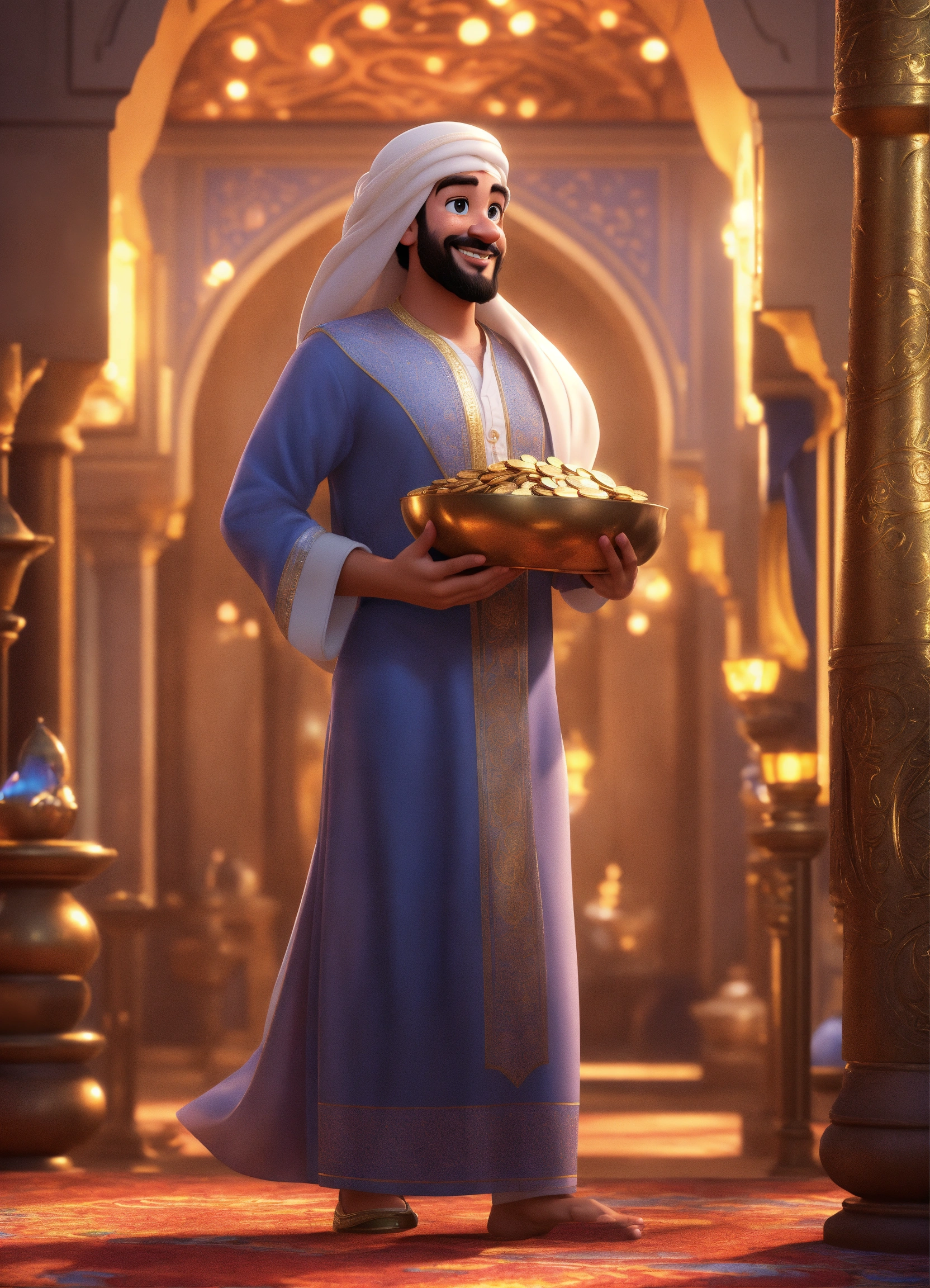 Lexica - Create a 3D rendering of a wealthy Arab male sheikh from Dubai ...
