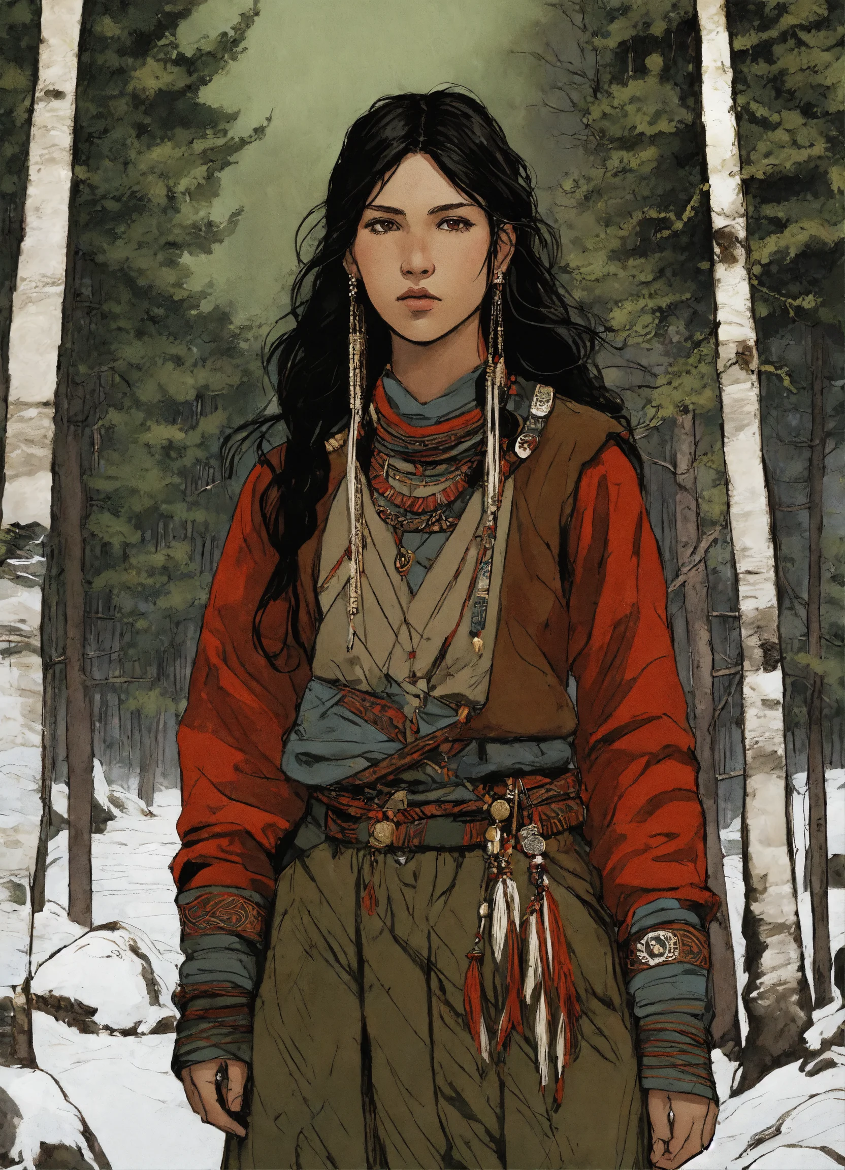 Lexica - Illustration of a young Sámi woman in the style of Bernie ...