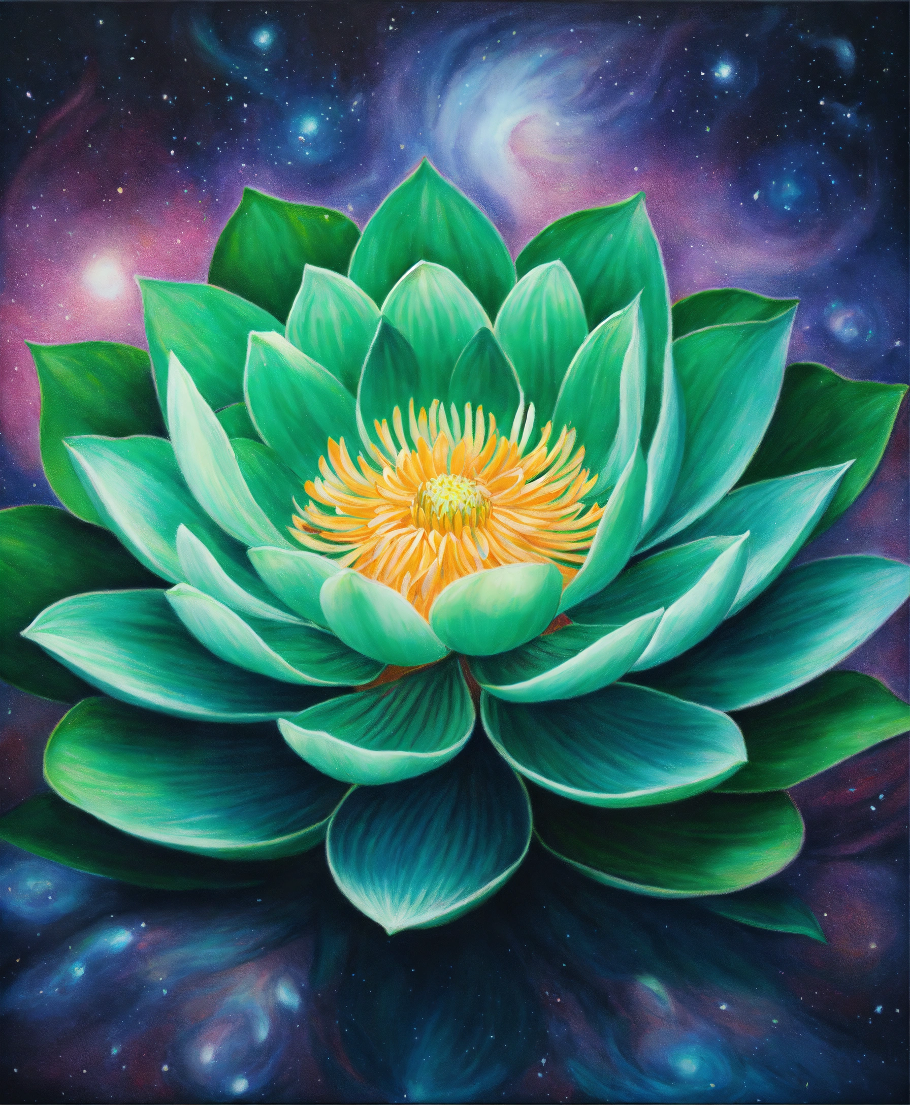 Lexica - Colored pencil drawing of a green lotus with a thousand petals ...