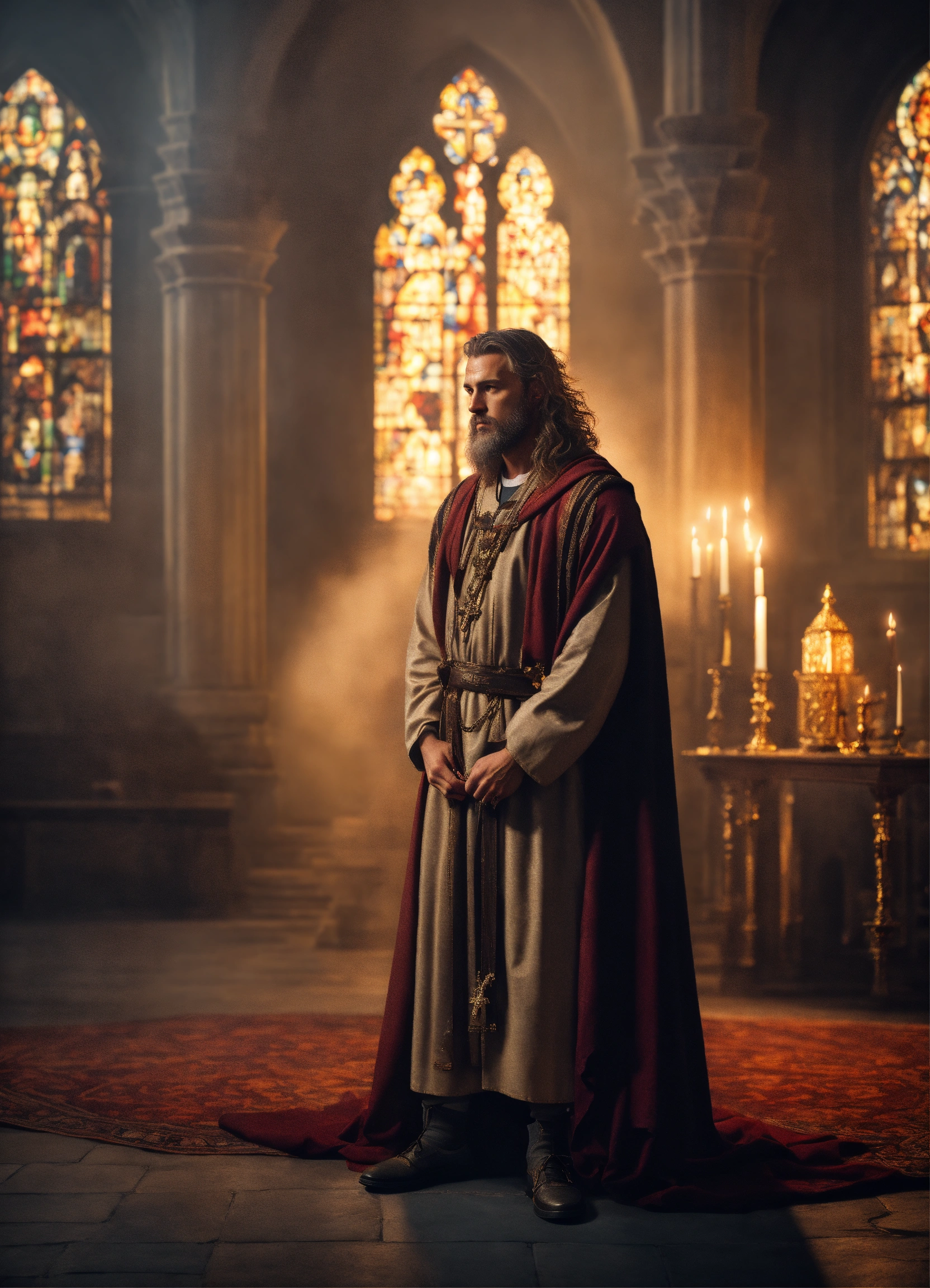 Lexica - A realistic full body portrait of a male medival holy man ...