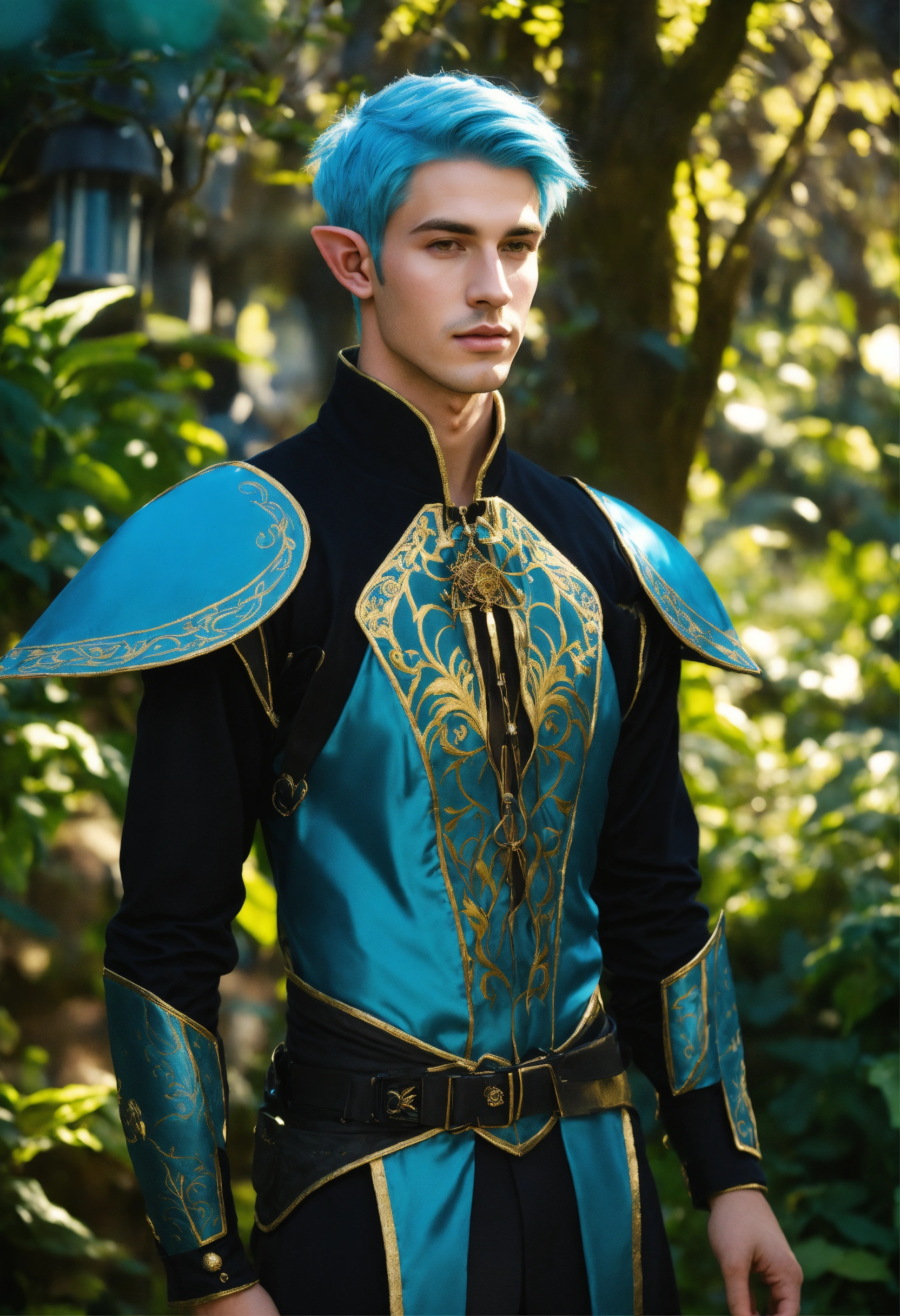 Lexica - Drawing of an elf, royalty, sci fi, cybernetic, black and ...