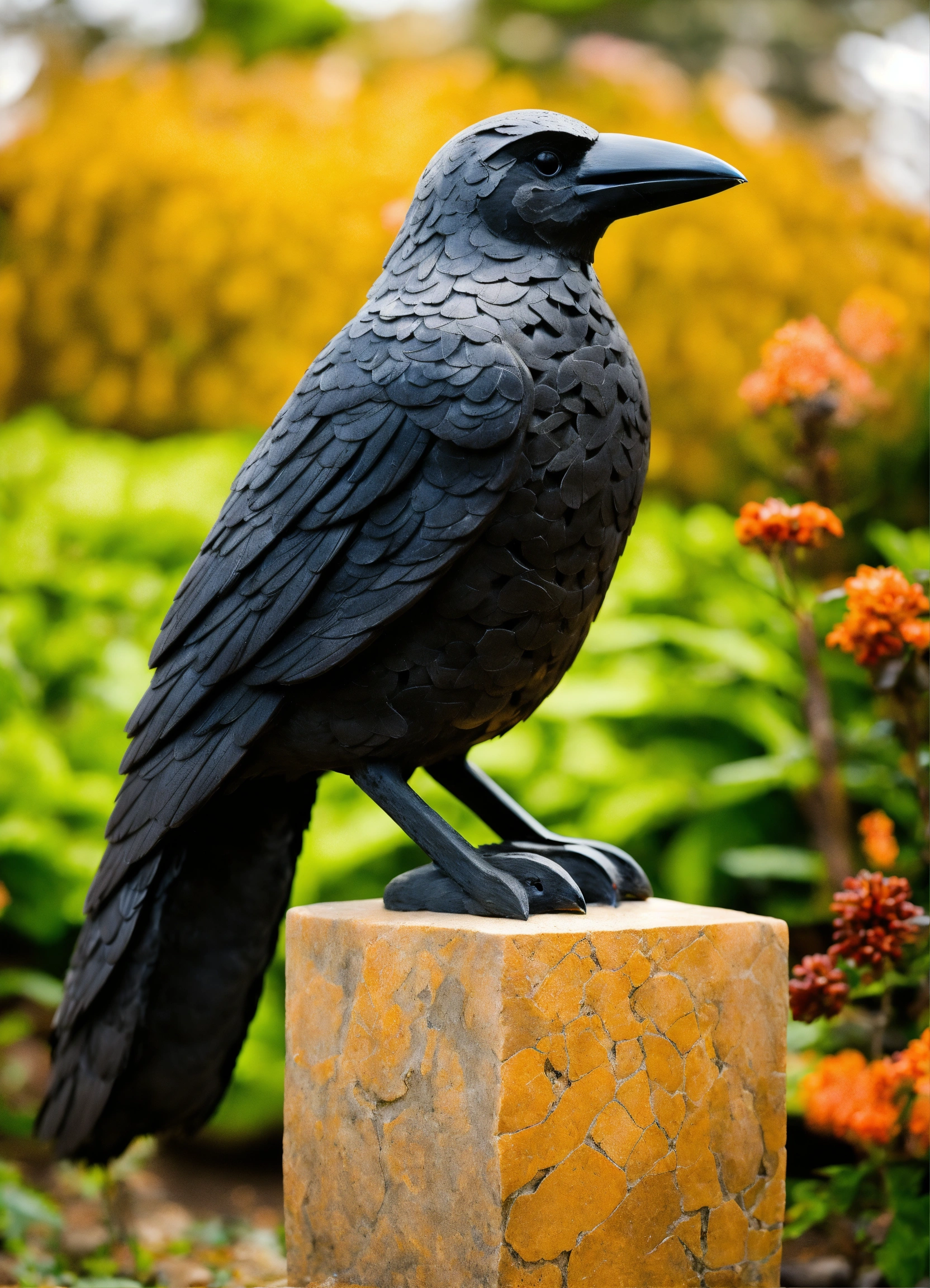 Lexica - Stone sculpture of a crow