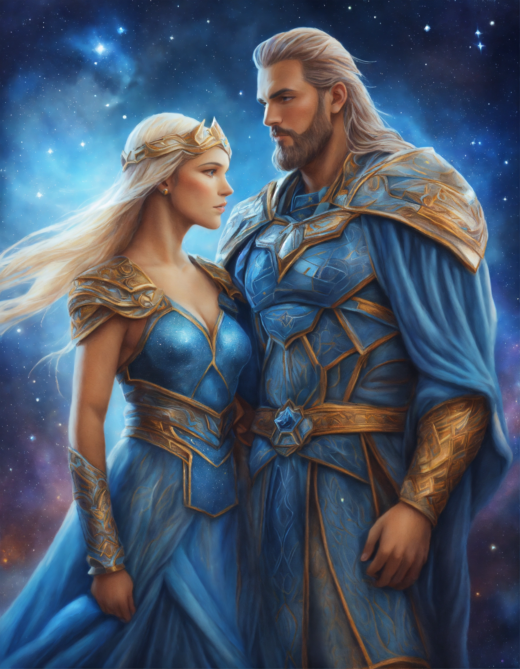 Lexica - Realistic colored pencil drawing of spiritual mentors a couple of futuristic star Norse ...