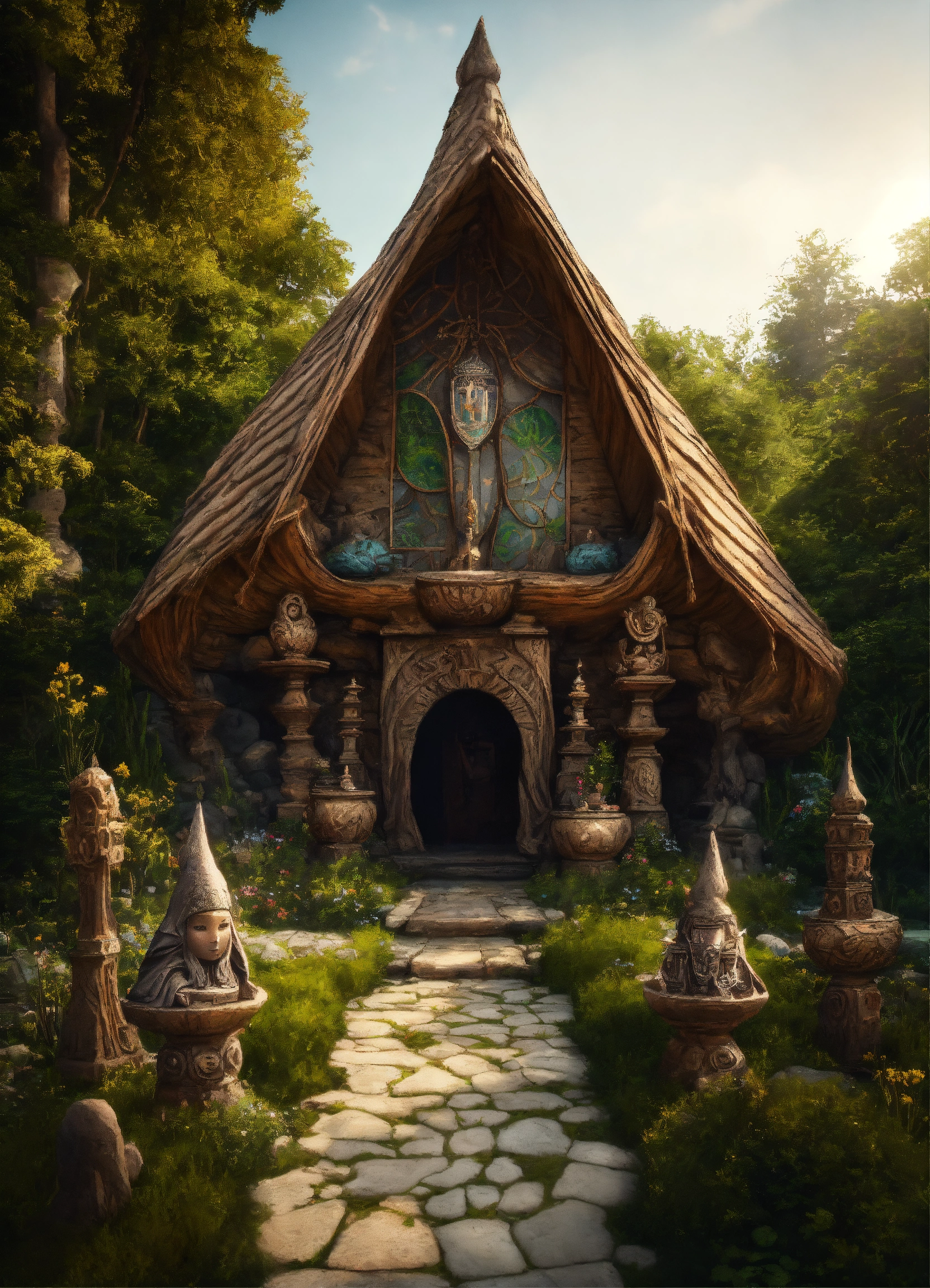 Lexica - An ancient spiritual hooded female gnome medieval cabin ...