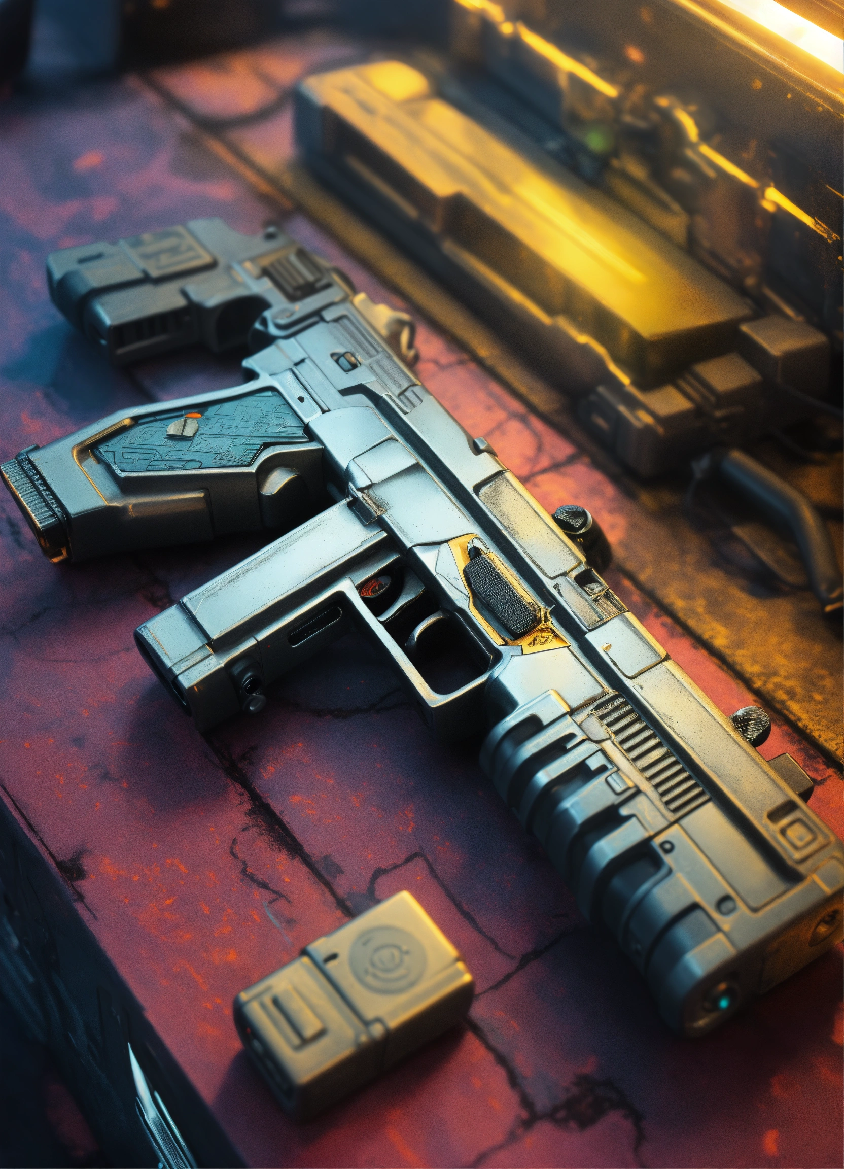 Lexica - Cyberpunk machine pistol like a gun metal gray out mac-10 ...