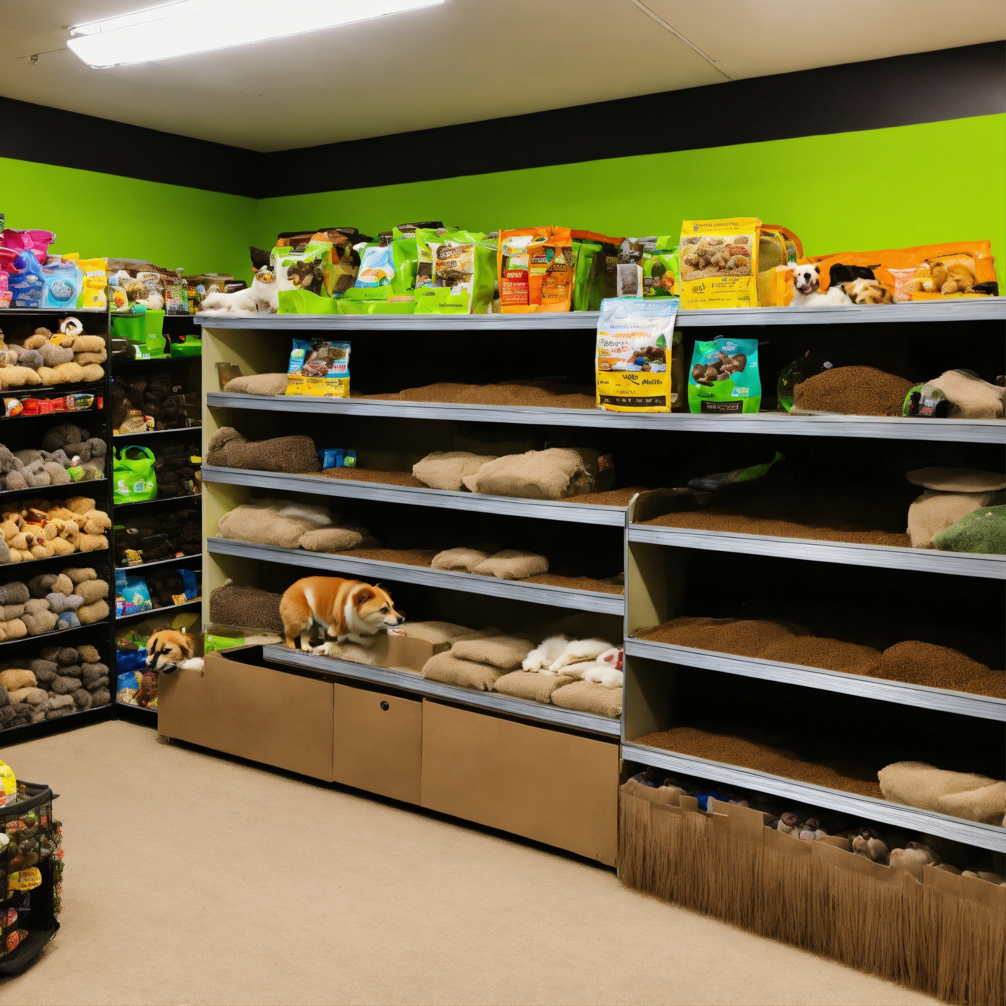 Lexica - A photo of a pet store with a variety of pet supplies. The ...