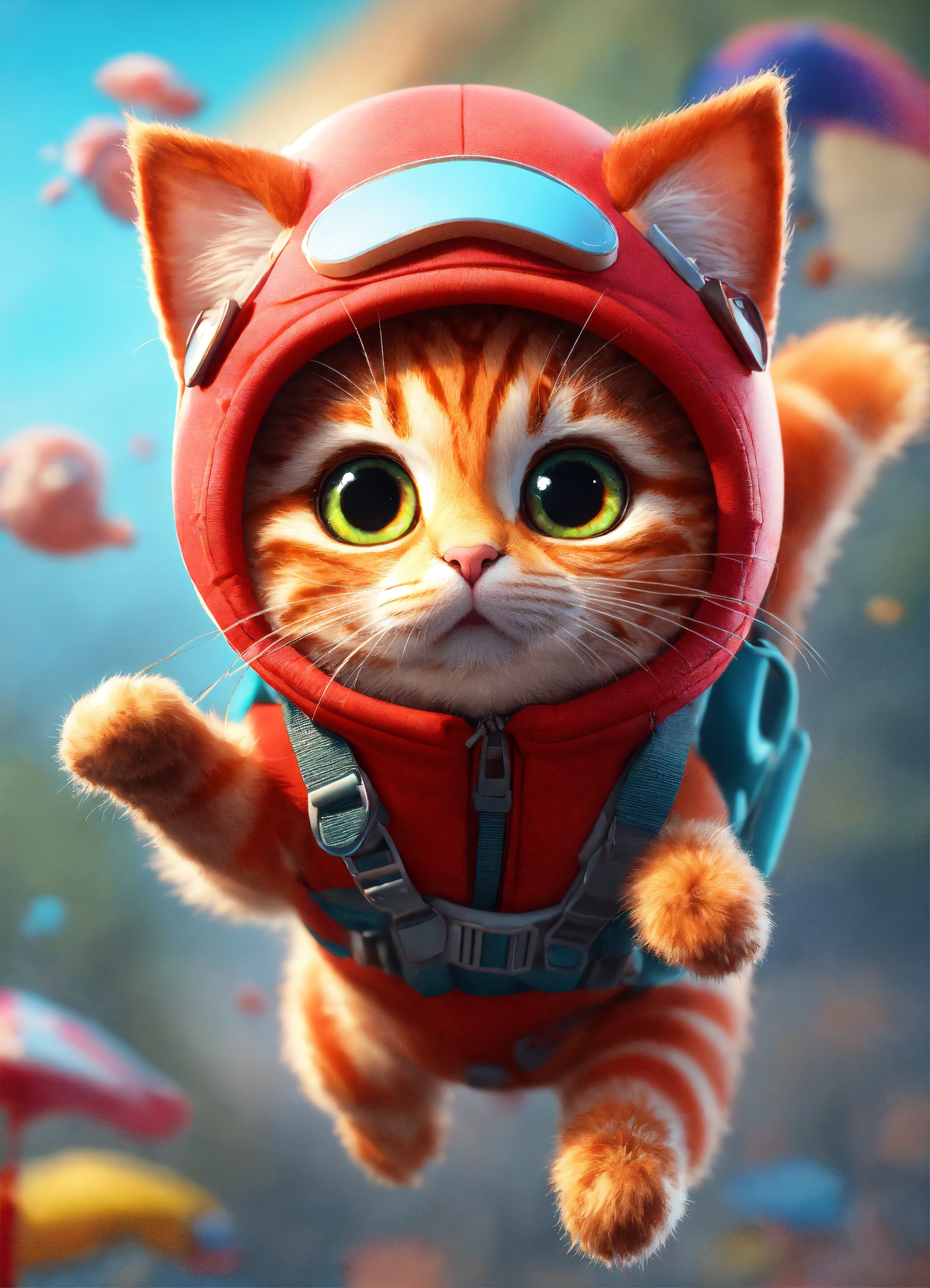 Lexica - 4D full body photo of a cute red little cat facing the viewer ...