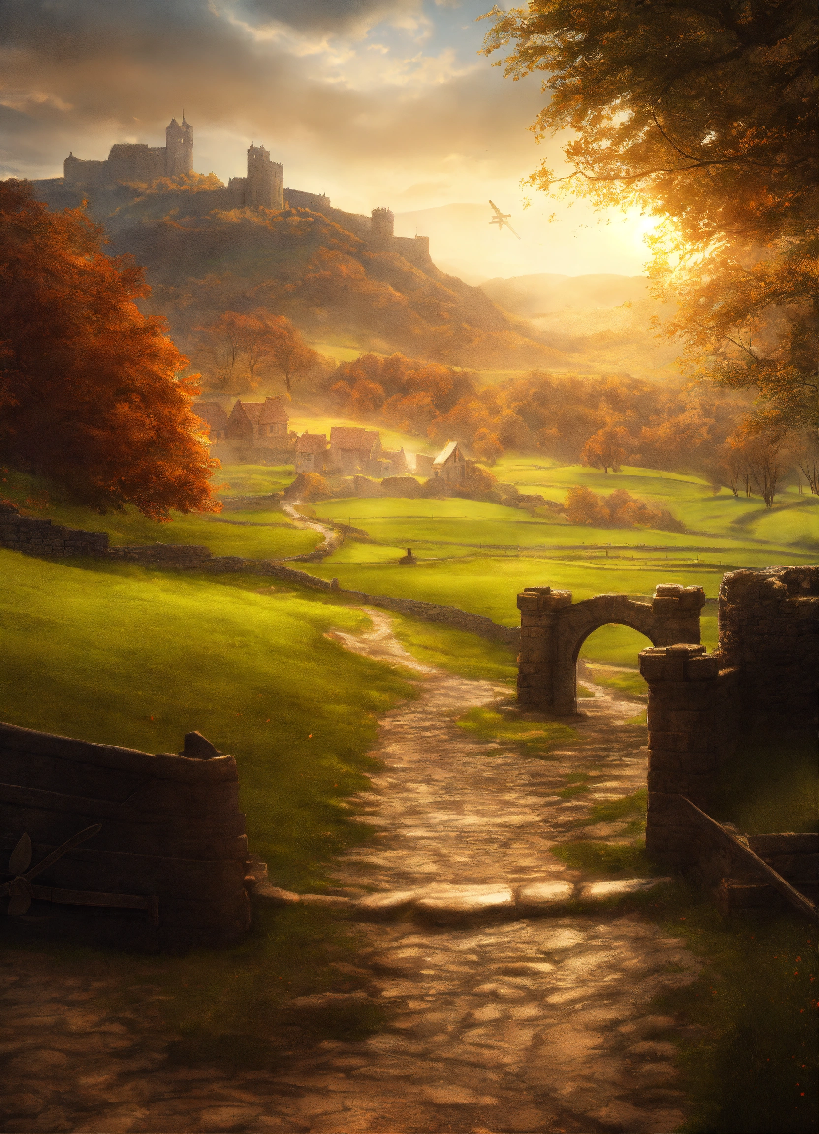 Lexica - Create a design Medieval background with fantasy lighting ...