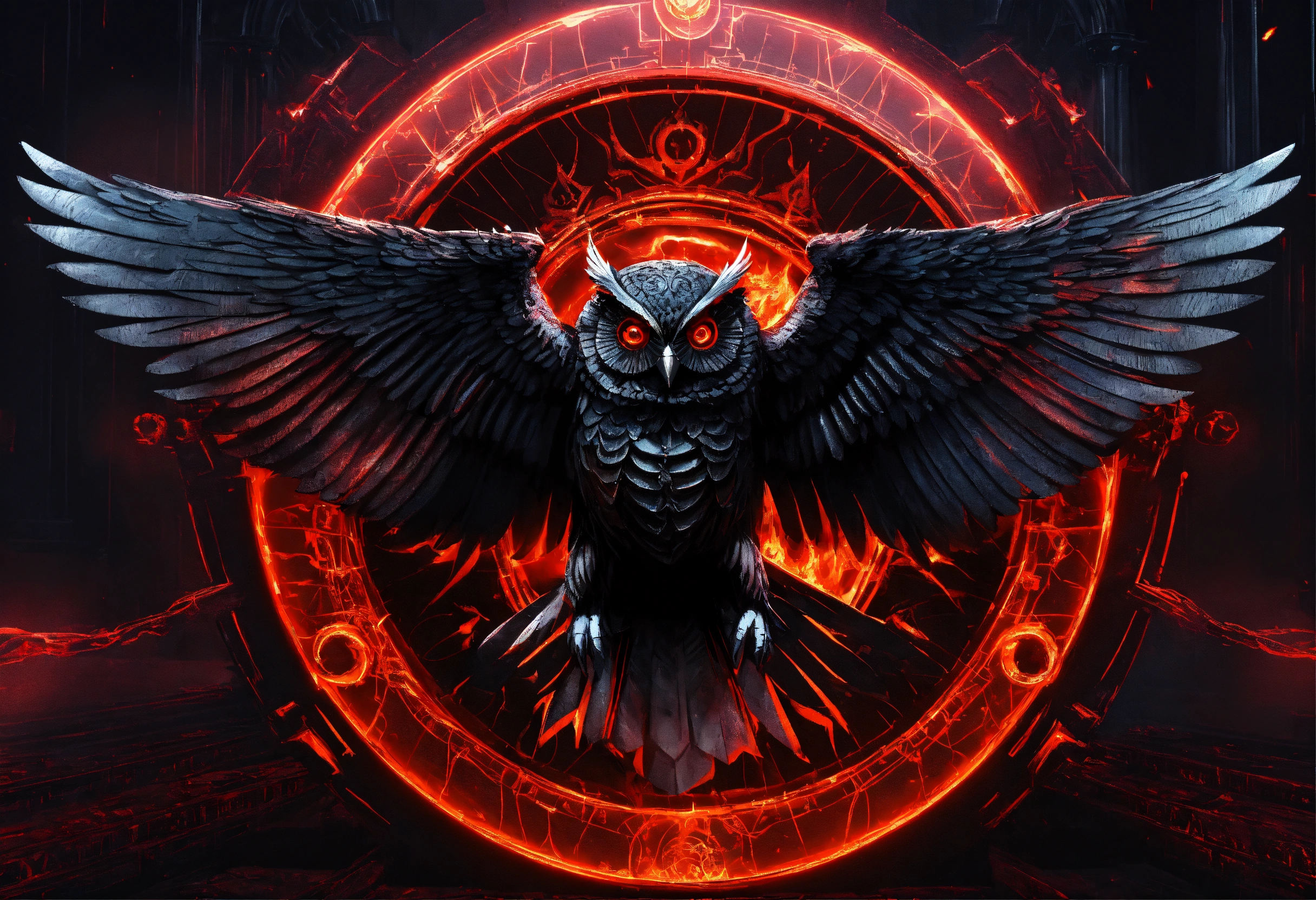Lexica - Dark Evil Black, Red and black digital occultic sigil owl ...