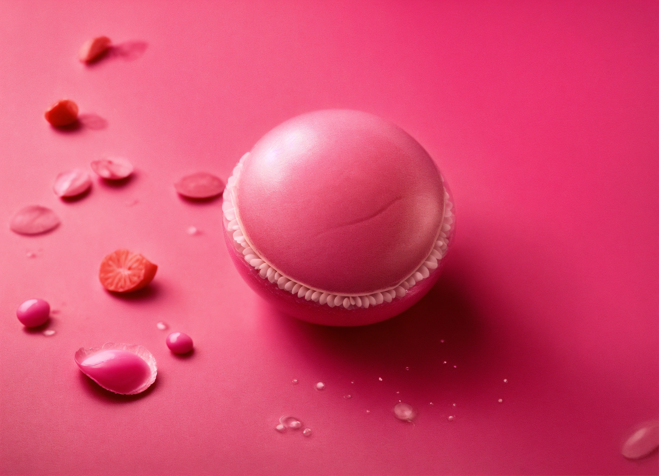 Lexica - Realistic pink healthy ovaries on a desaturated pink background