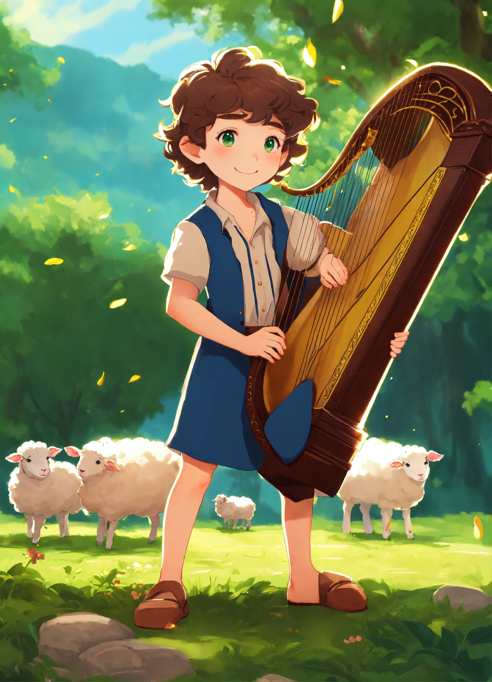 Lexica - Animation Cute boy cartoon, harp Animation , Green eyes, 15 ...