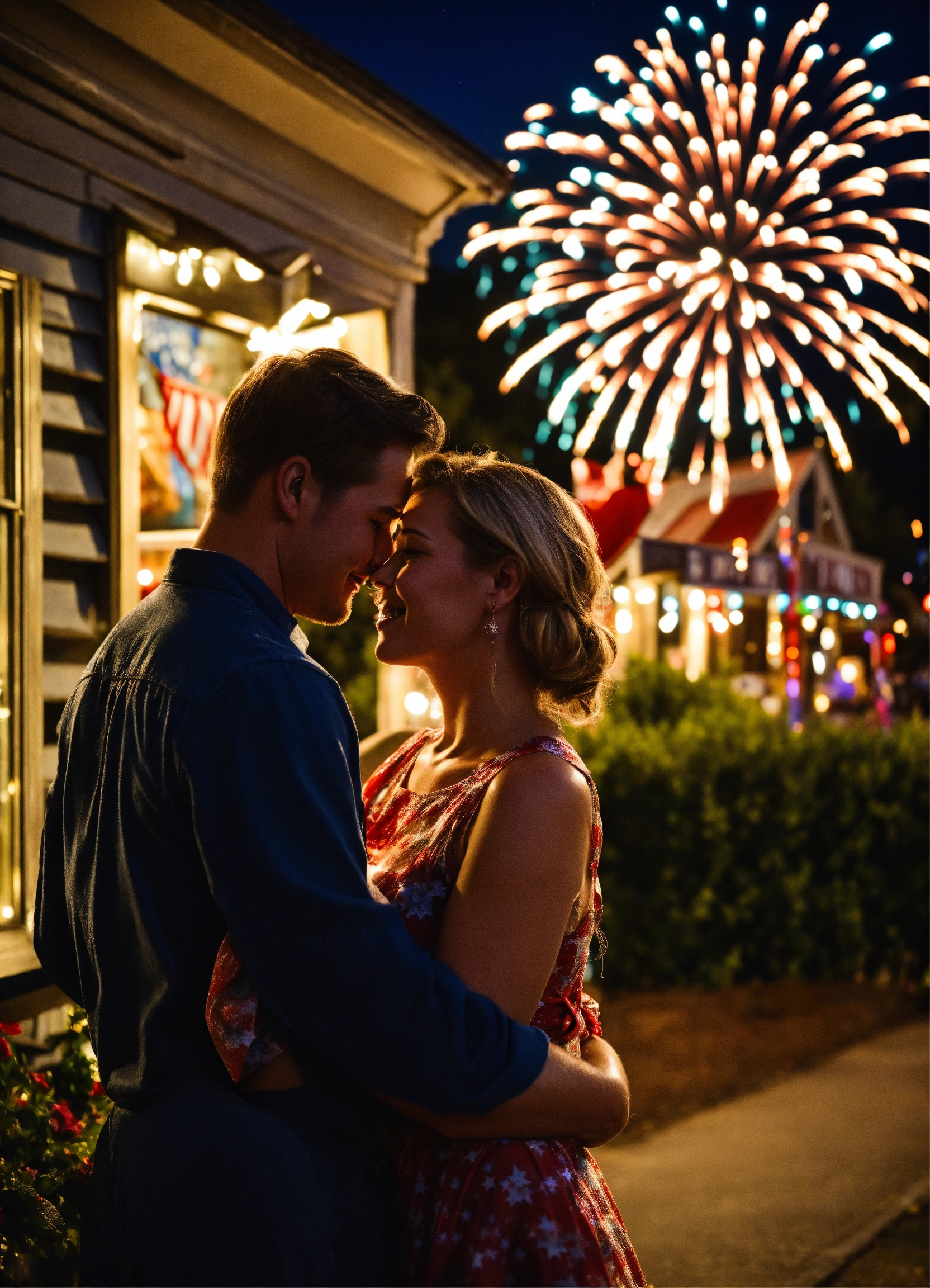 Lexica - A photo quality close up image of a couple in love, small town ...