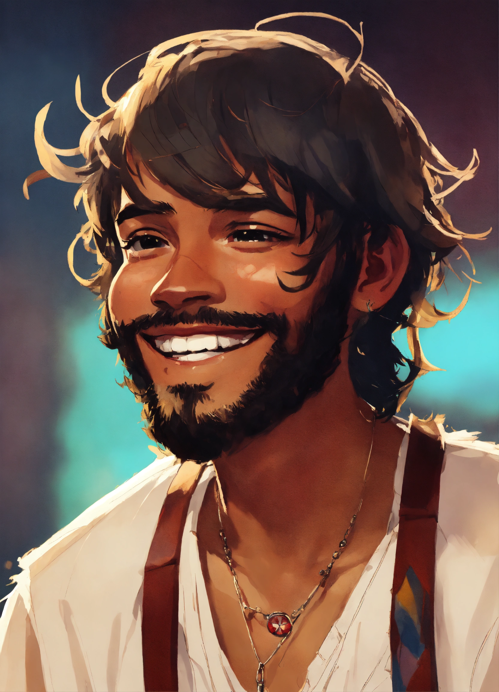 Lexica - Jonathan Roumie Jesus, cute smile, in a tattered white tunic ...