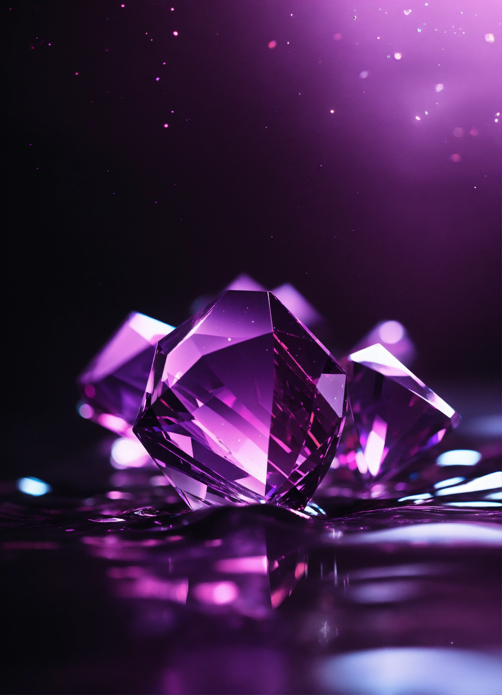 Lexica - Hyper realistic purple opaque sparkling crystals in air with ...