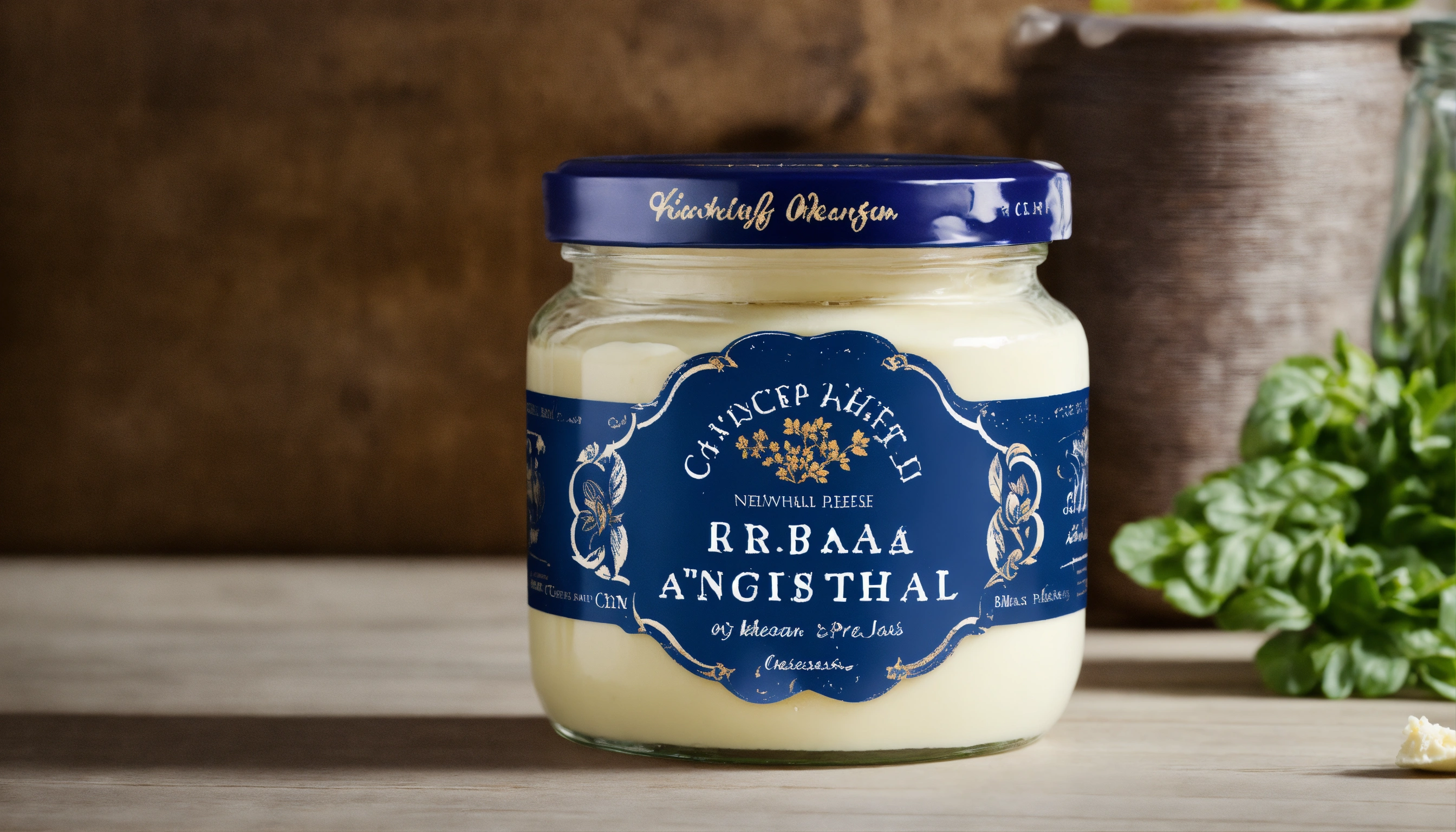 Lexica - Cream cheese packaging glass jar label design blue and white