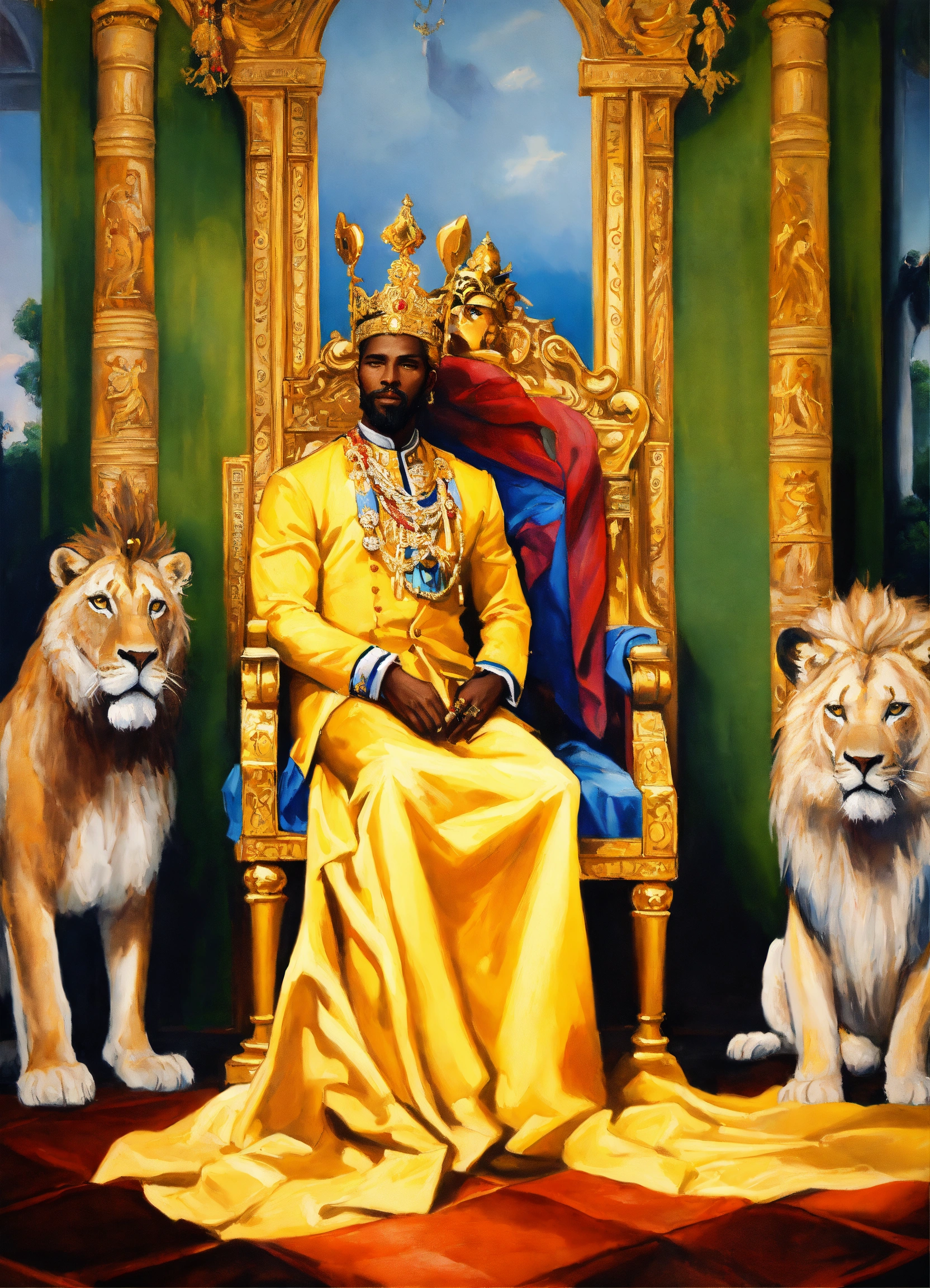 Lexica - An oil painting portrait of a handsome African king in royal ...