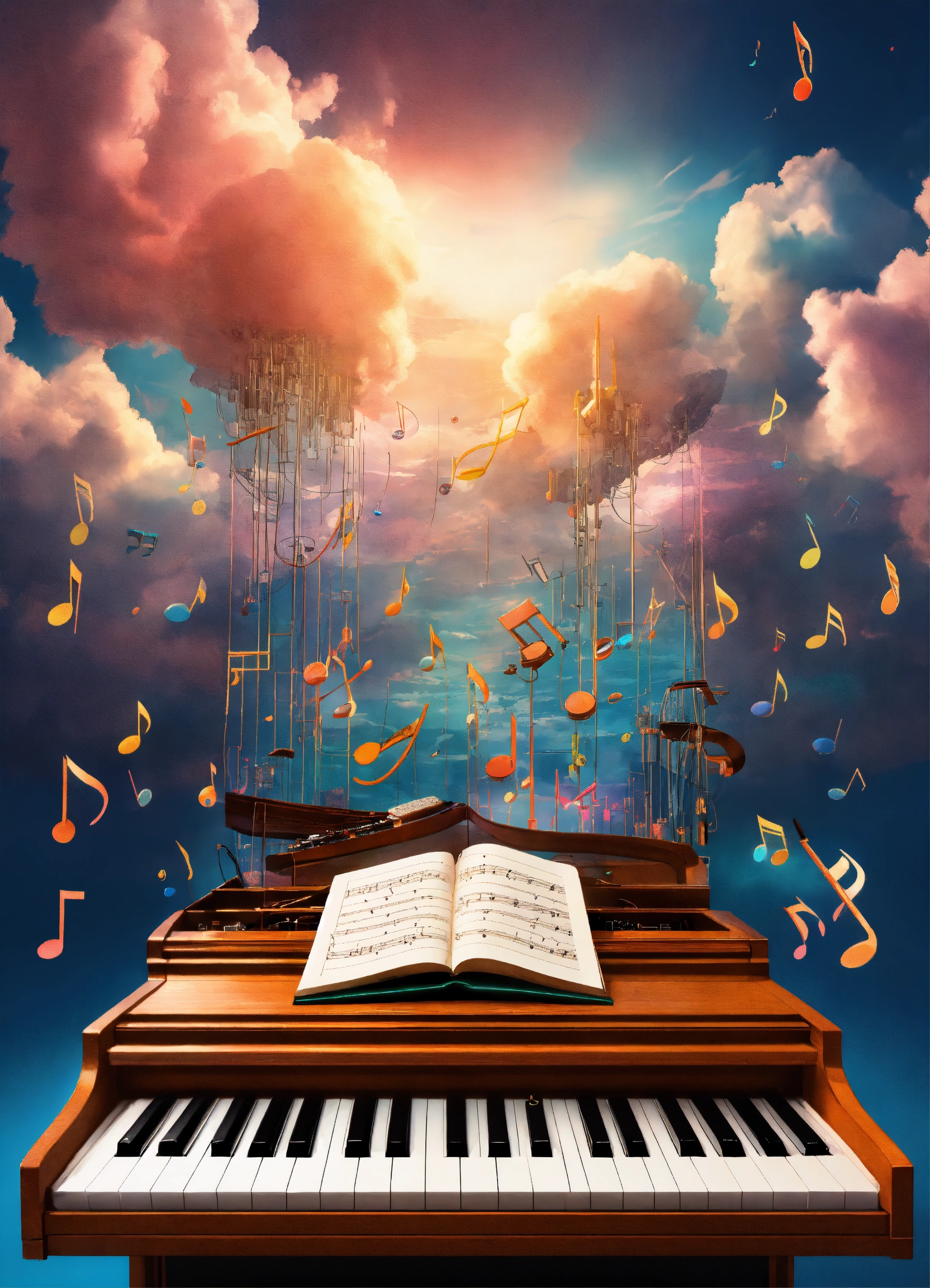 Lexica - A microphone fused into a floating piano surrounded by ...