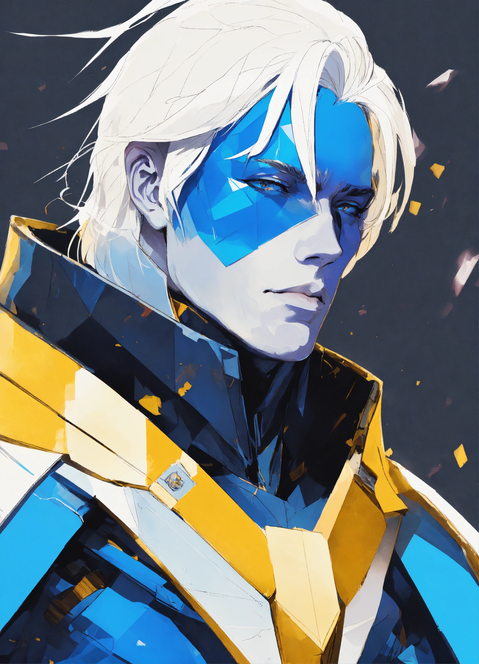 Lexica - Fantasy defiant skinny male scifi knight, blue skin, long ...