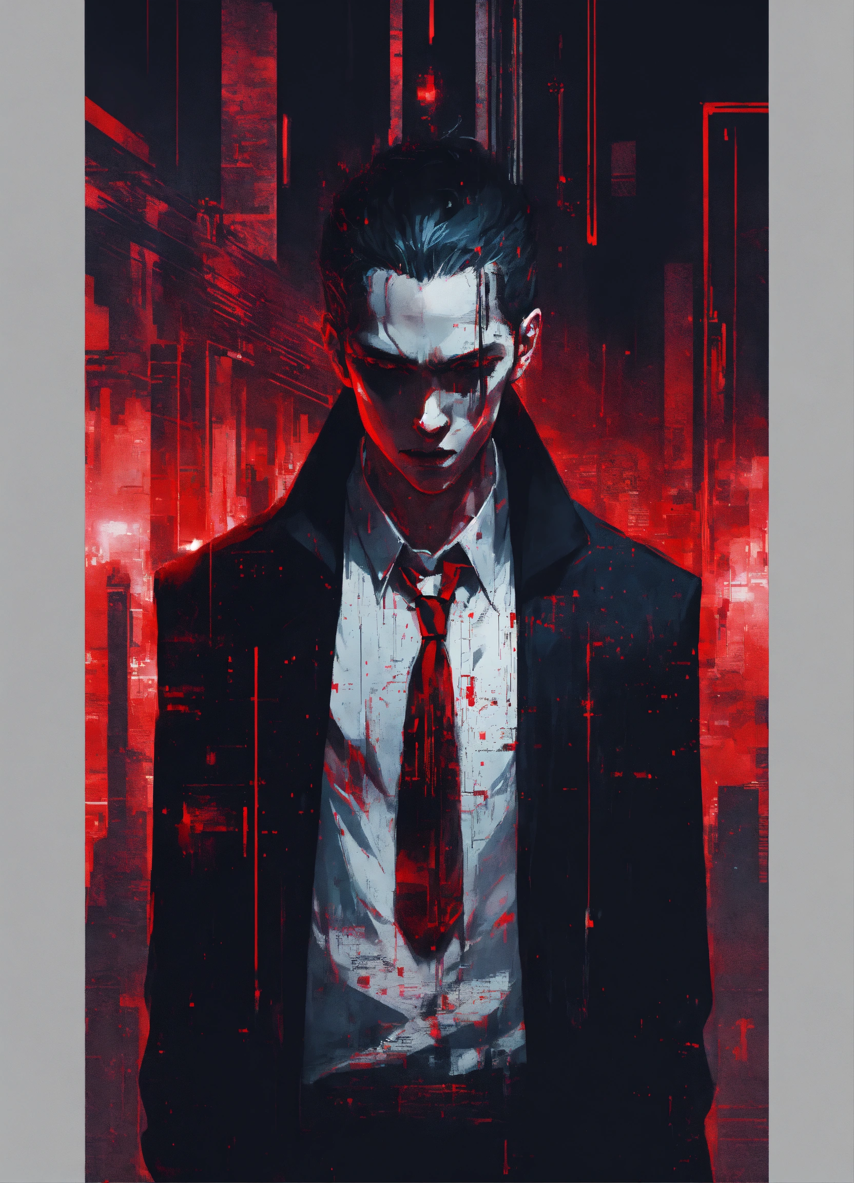Lexica - Dark Illustration of a vampire, style of glitch art, cyberpunk ...