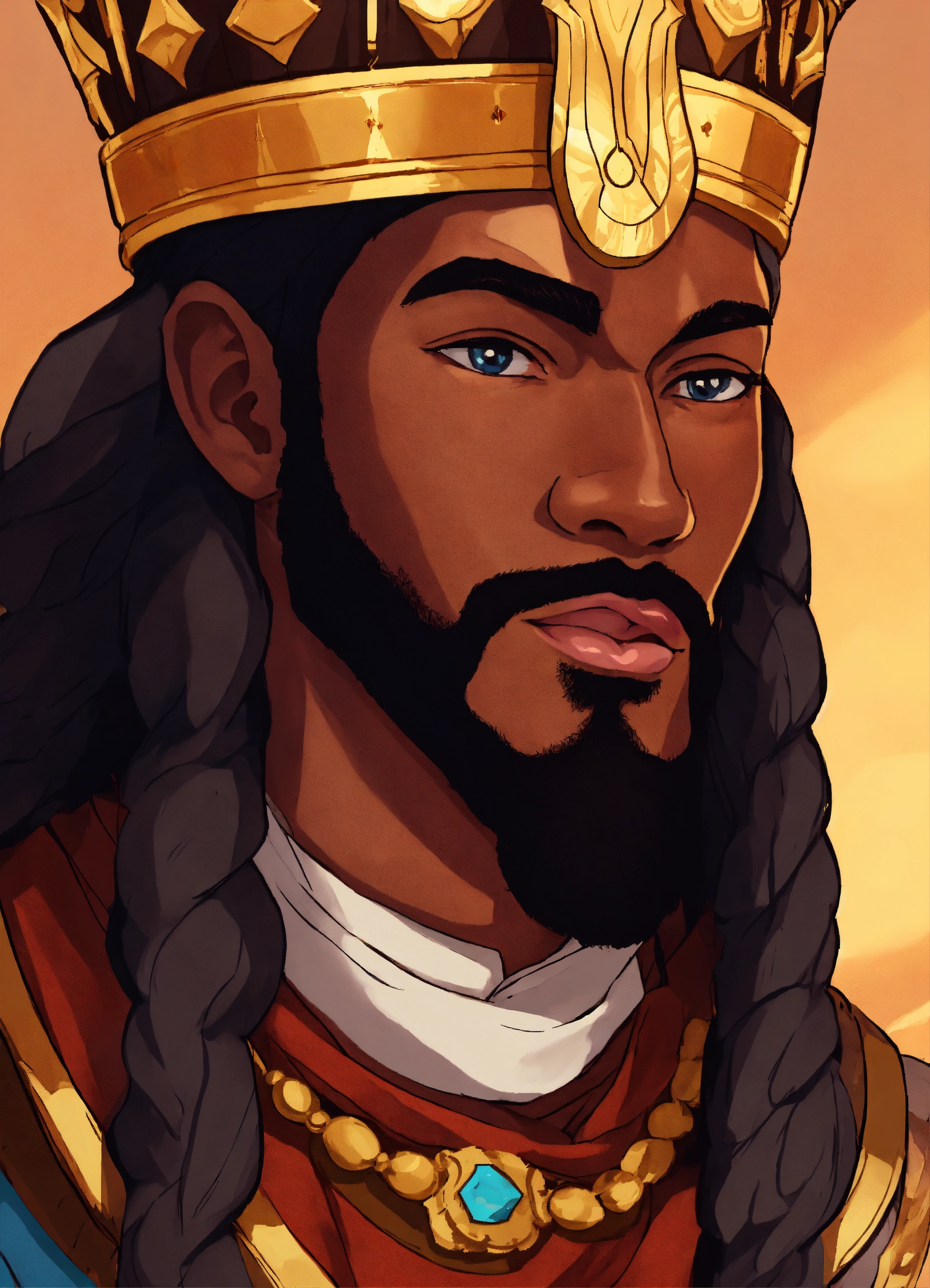 Lexica - 25 year old King Asa from the bible, 2d cartoon, face closeup