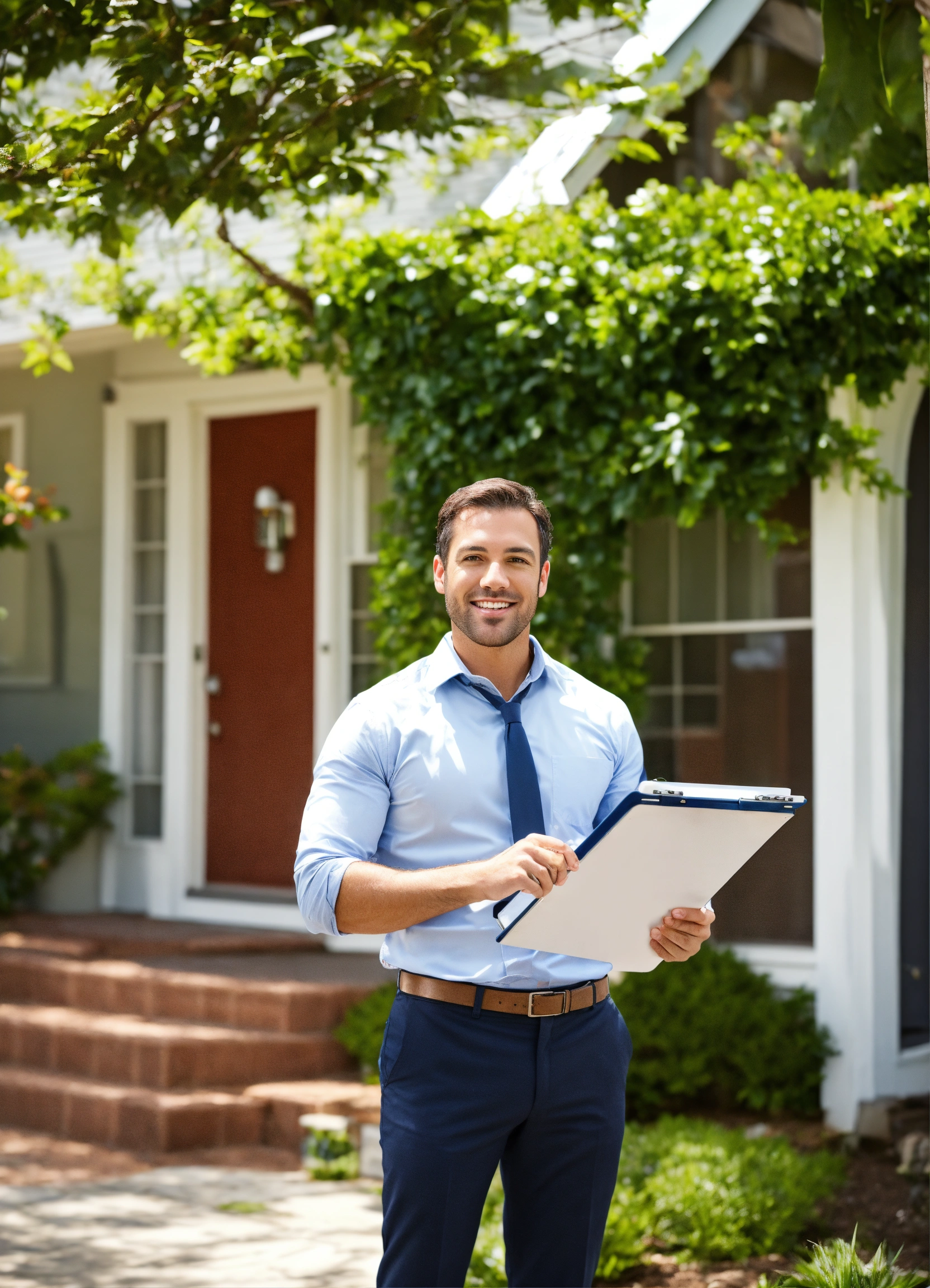 Lexica - Successful real estate agent standing in front of a house ...