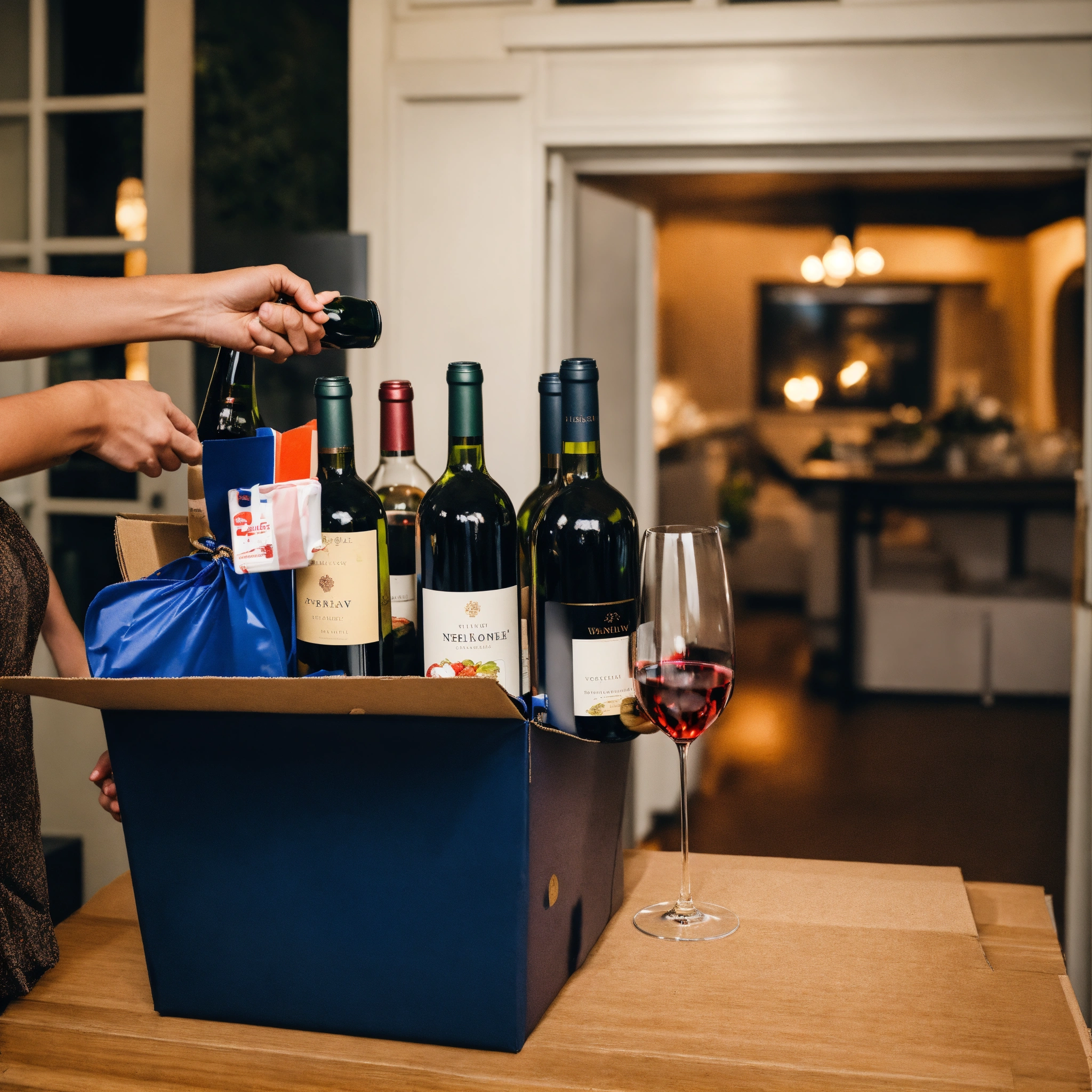 Lexica - A photo of a bottle of wine being delivered by a delivery ...