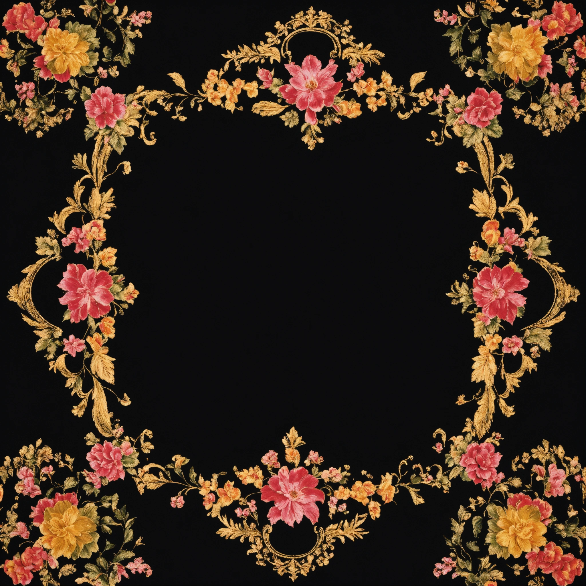 Lexica - Pure black background, textured border around all four edges