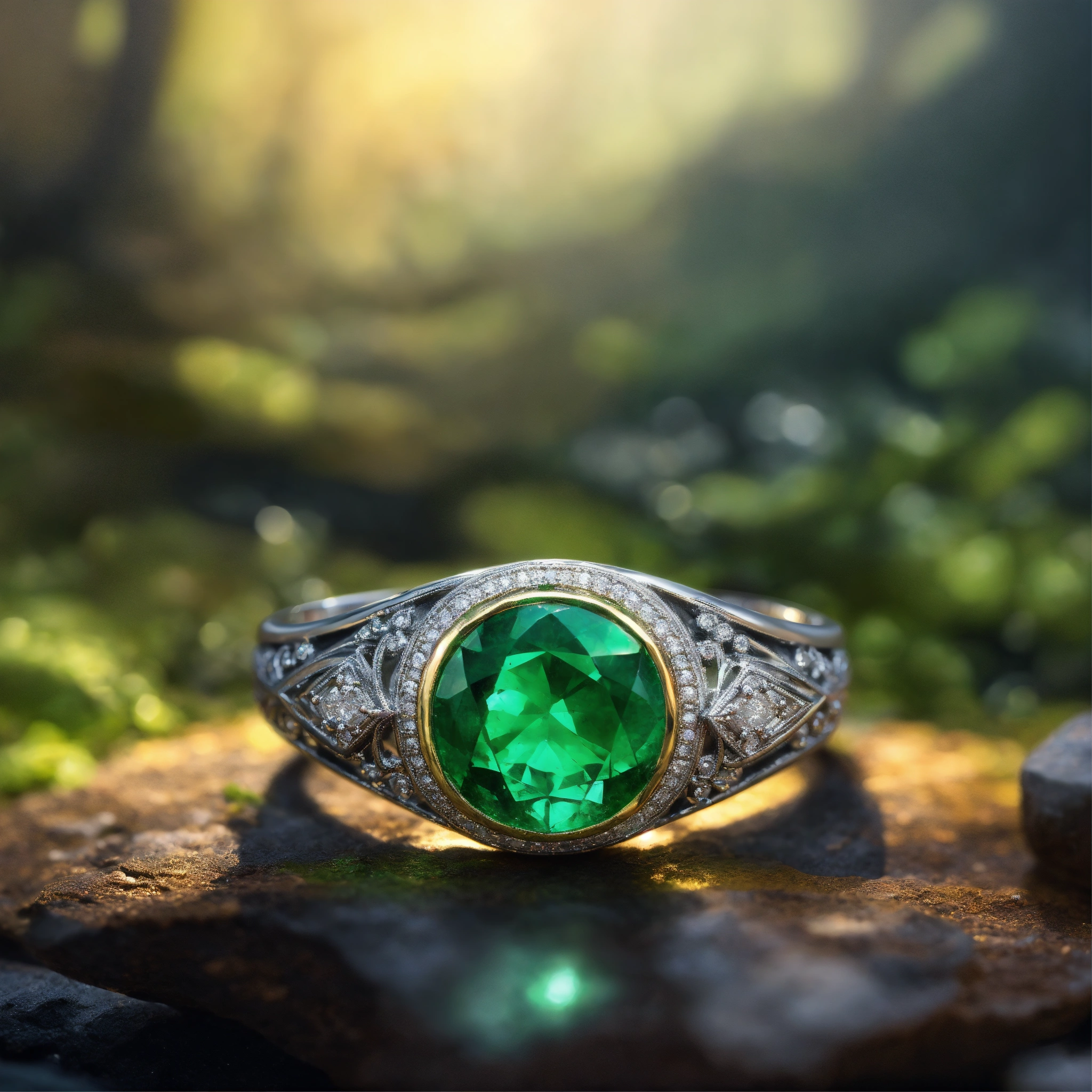 Lexica - Concept art of a beautiful ancient emerald silver ring of ...