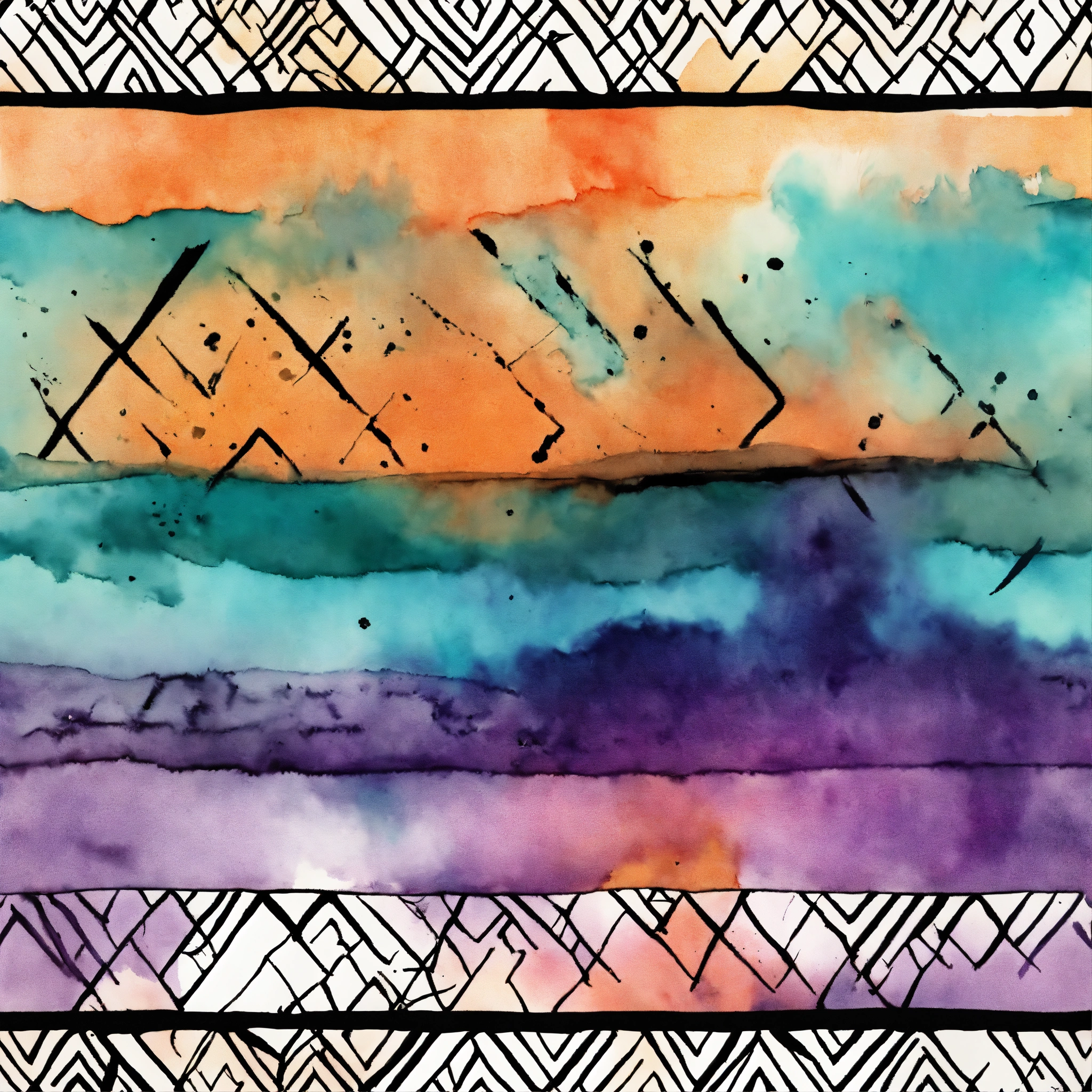 Lexica - Graduated sized ombré watercolor ikkak pattern. Mixed poly ...