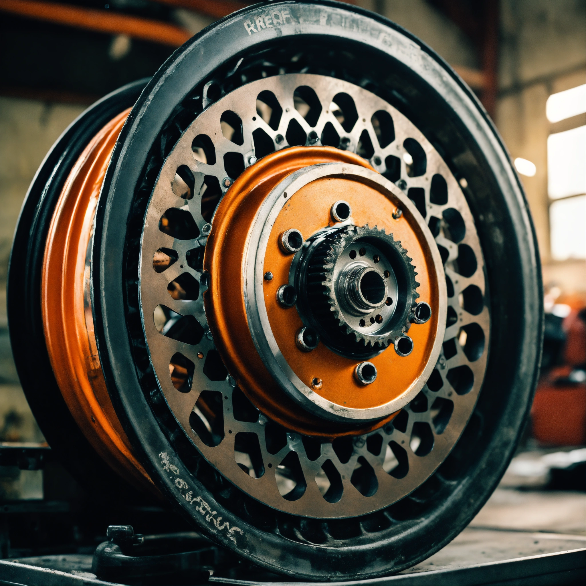 Lexica - A close-up shot of a car rotor. The rotor is clean and in good ...