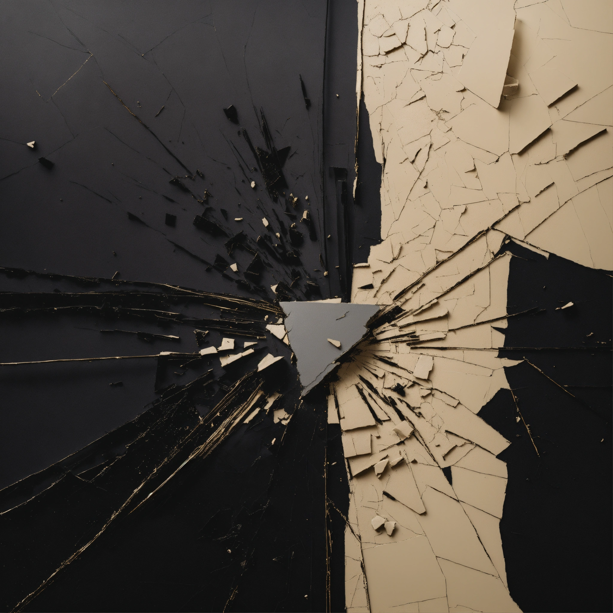 Lexica - Album cover, Shattered Pieces, dark design, texture, cream black