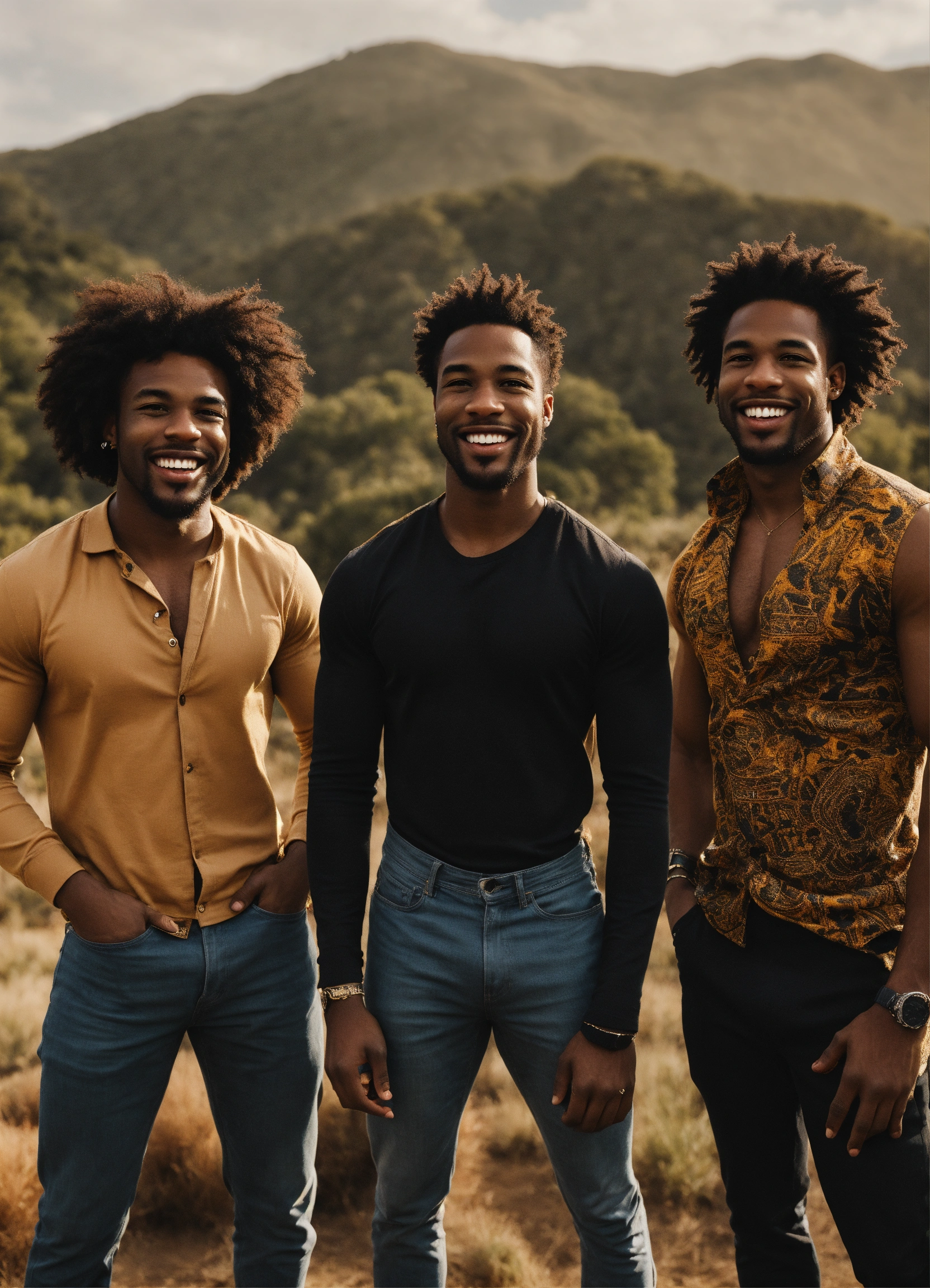 Lexica - Planet of several unique fit black men smiling at camera