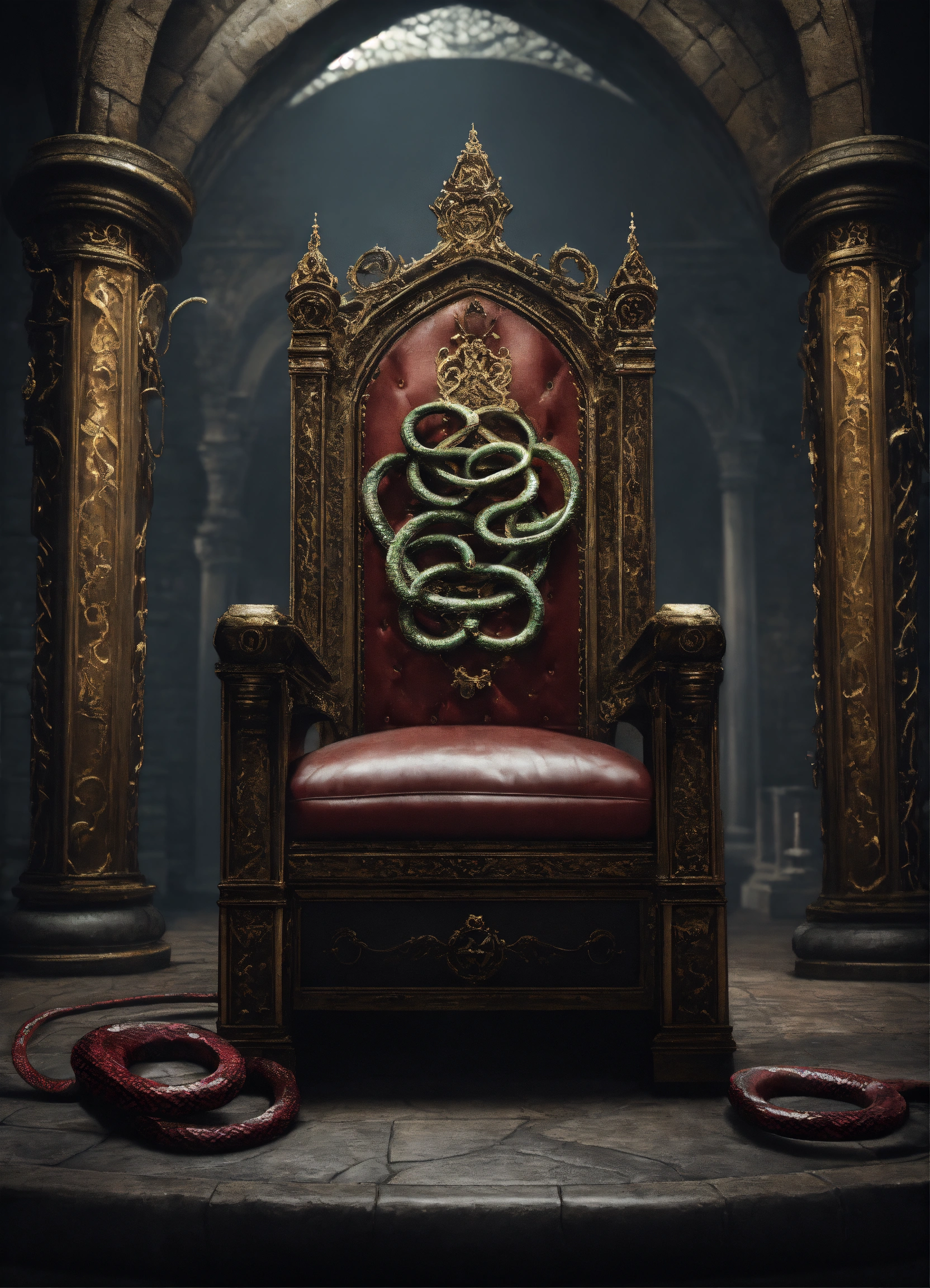 Lexica - Gothic castle throne, coiled with snakes, mysticism, dark ...