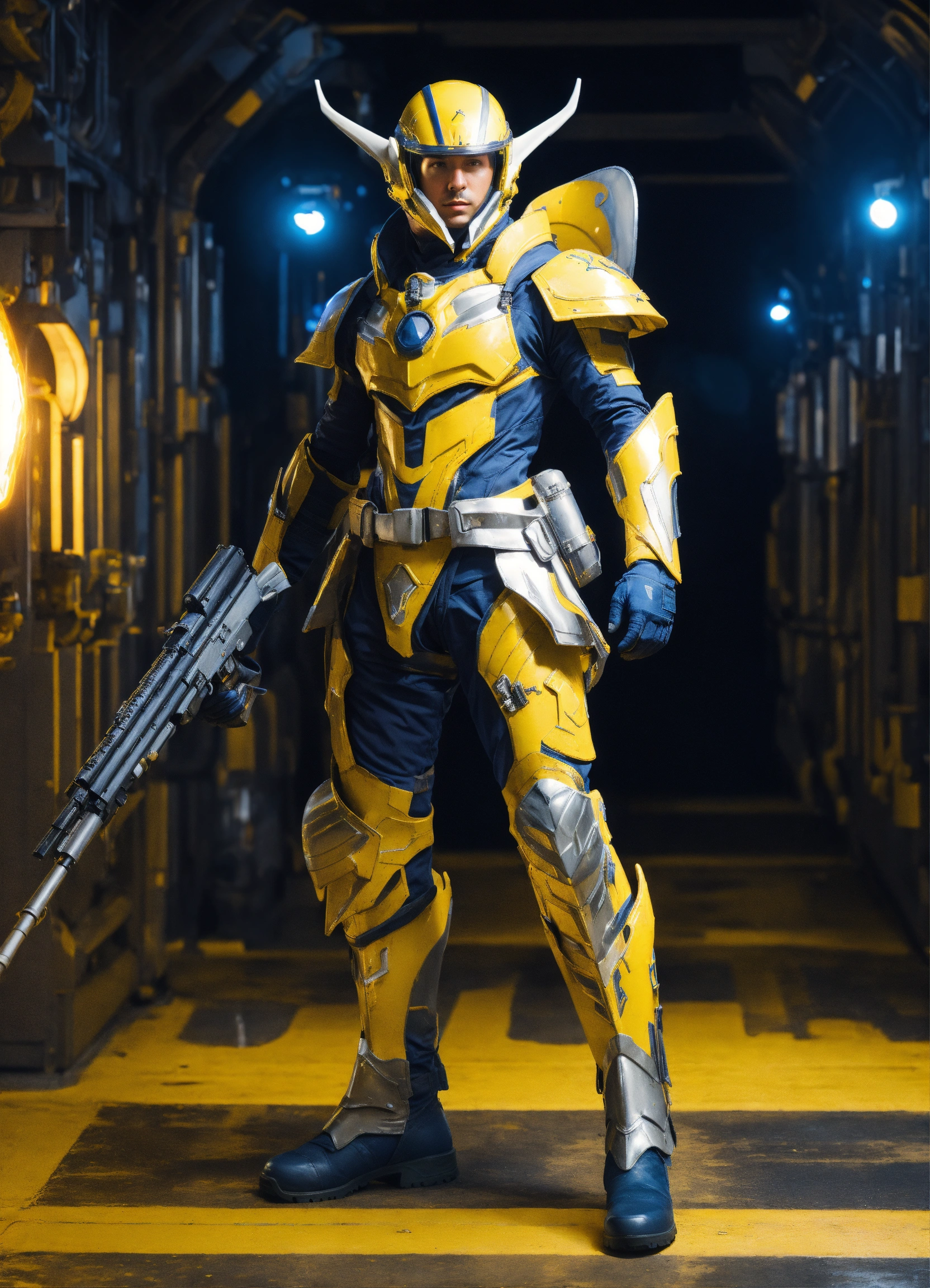 Lexica - Full body of a high elf sci fi soldier wearing heavy sci fi ...