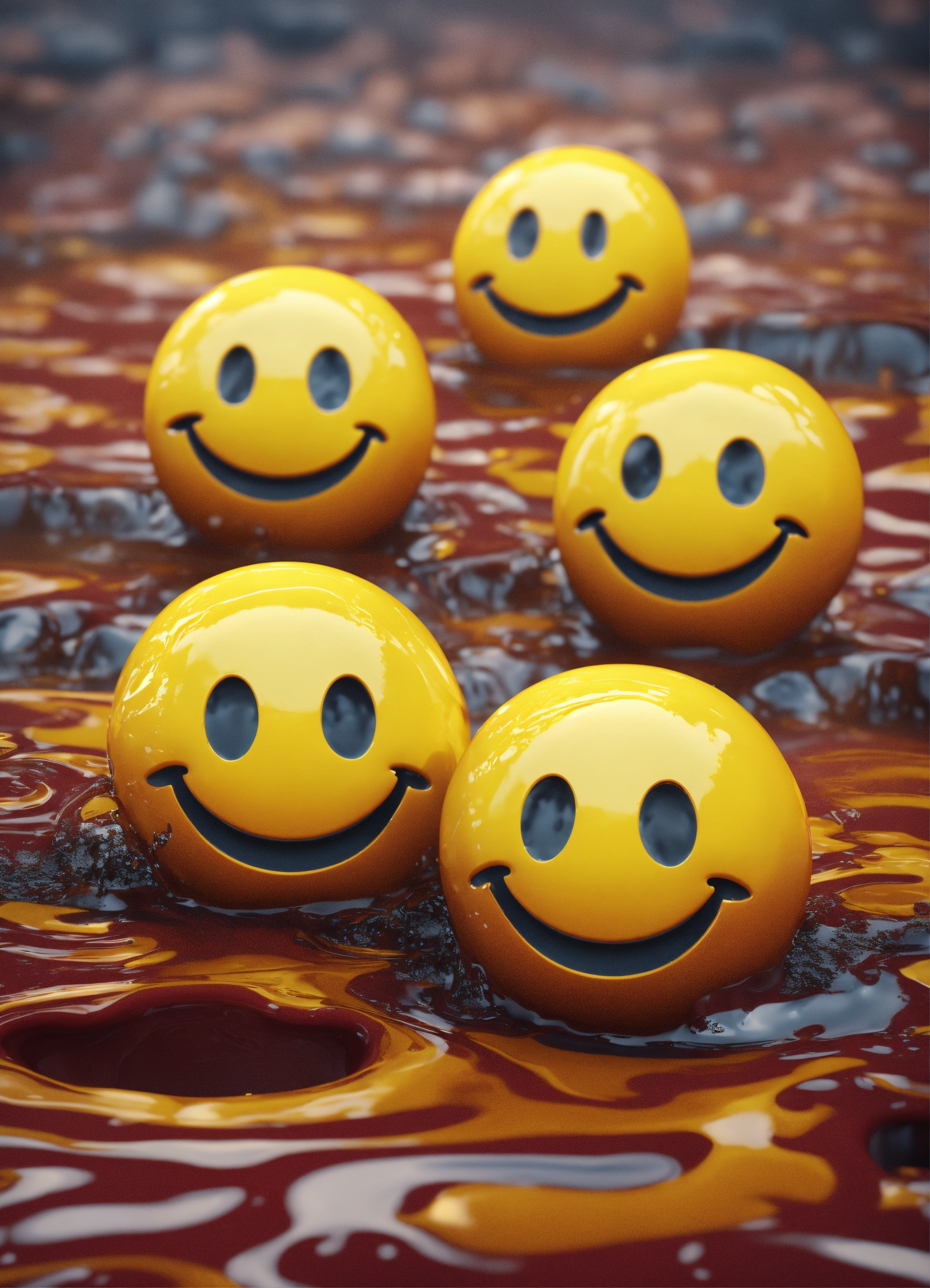 Lexica - Four melting smiley faces next to one another, 4k render ...