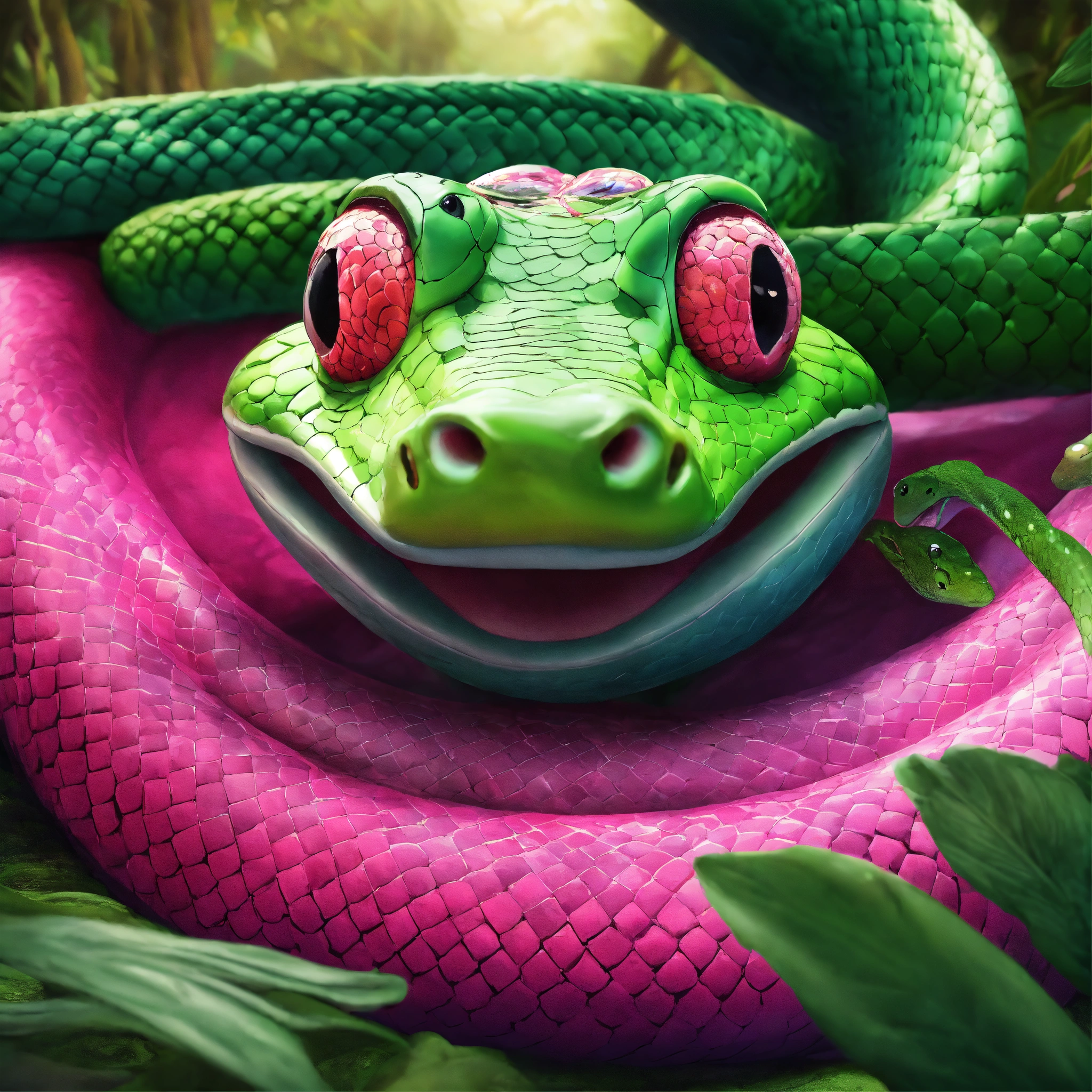 Lexica - Epic beautiful shot of Disneys Jungle Book, green snake Kaa ...