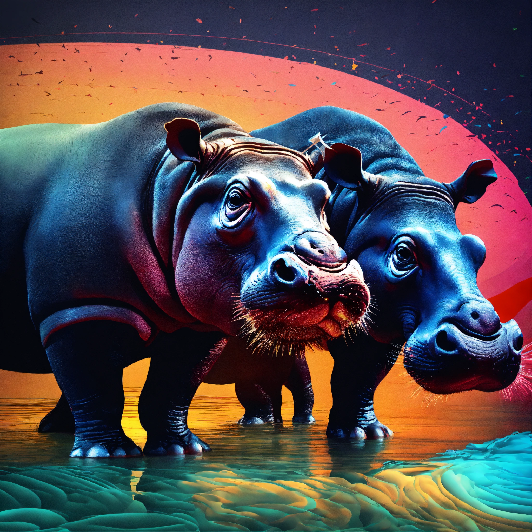 Lexica - /imagine promptmother and baby hippopotamus Abstract ...