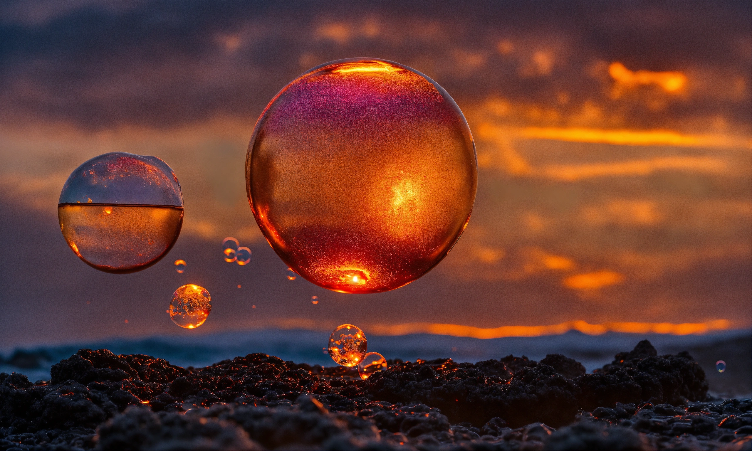 Lexica - Bubbles made from molten glass, lava bubbles, burning bubbles ...