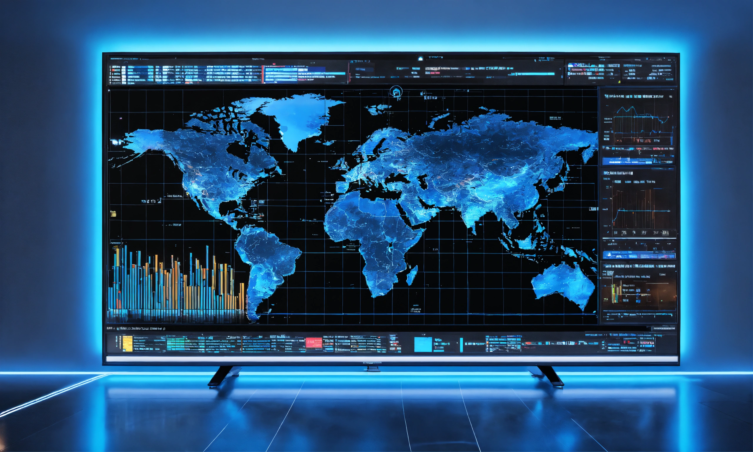 Lexica - Full transparent big screen with data analyse, blue, 8k, high ...