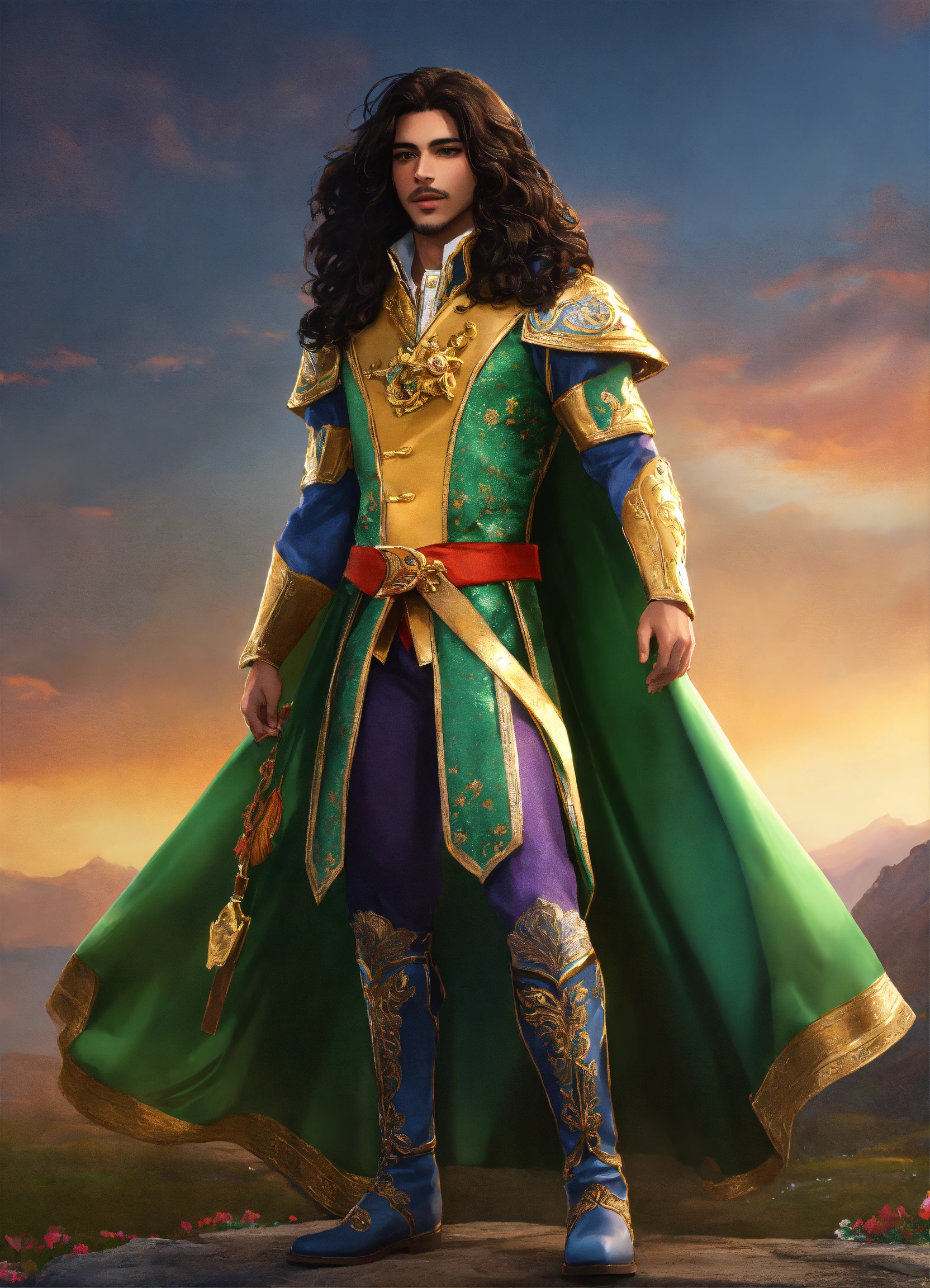 Lexica - Modern prince, with his arm raised, Cheerful colors, full ...