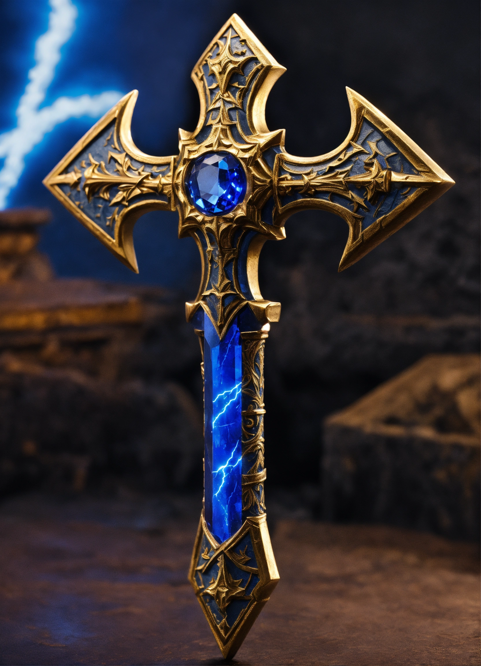 Lexica - Lightning warhammer/maul. Its large, anvil-sized, sapphire ...