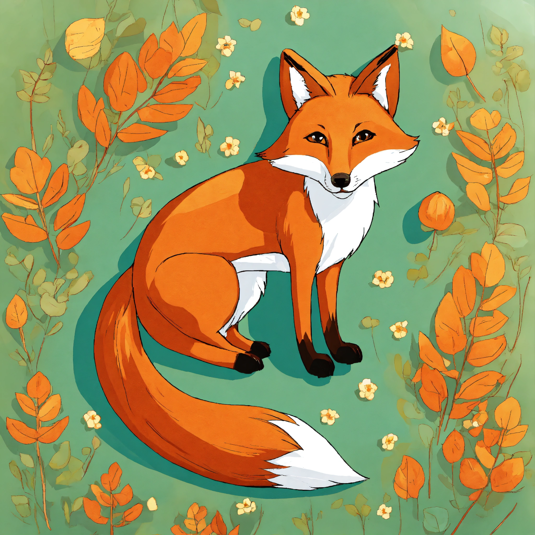 Lexica - Fox from an overhead view, cartoon