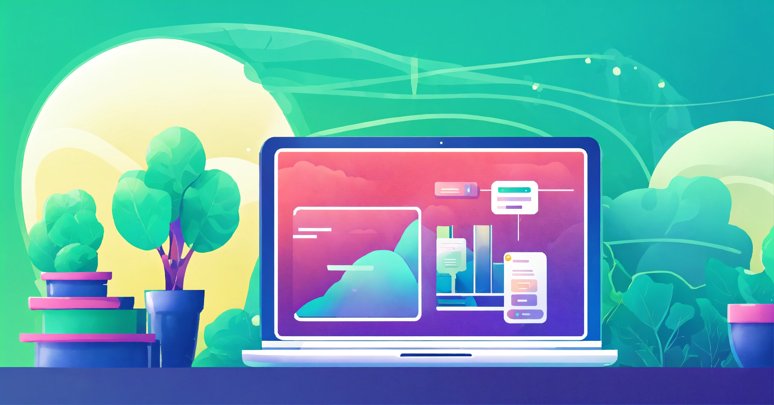 Lexica - Customer portal software. simple flat gradient illustration. jade