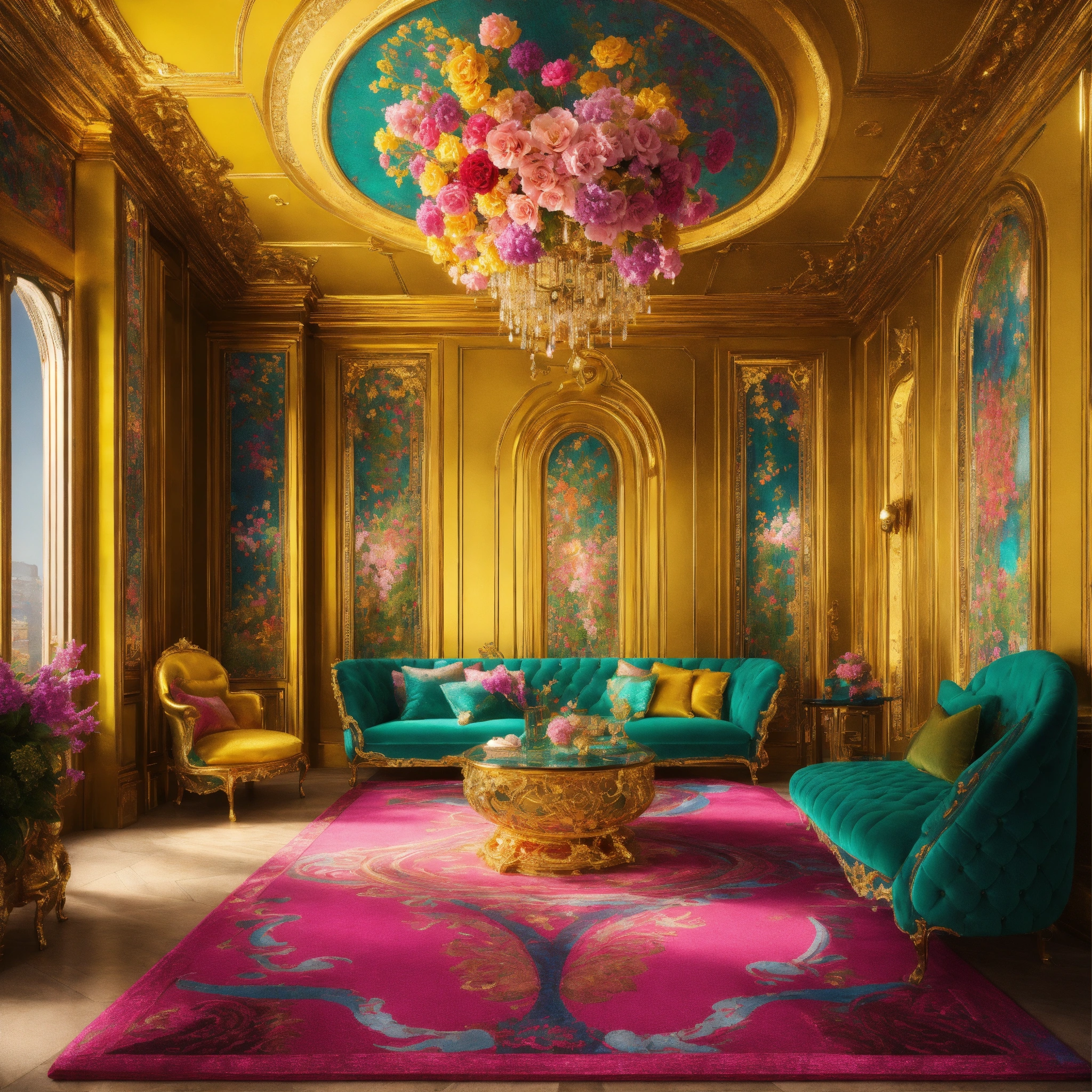 Lexica - Futuristic beautiful French mansion interior sitting room ...