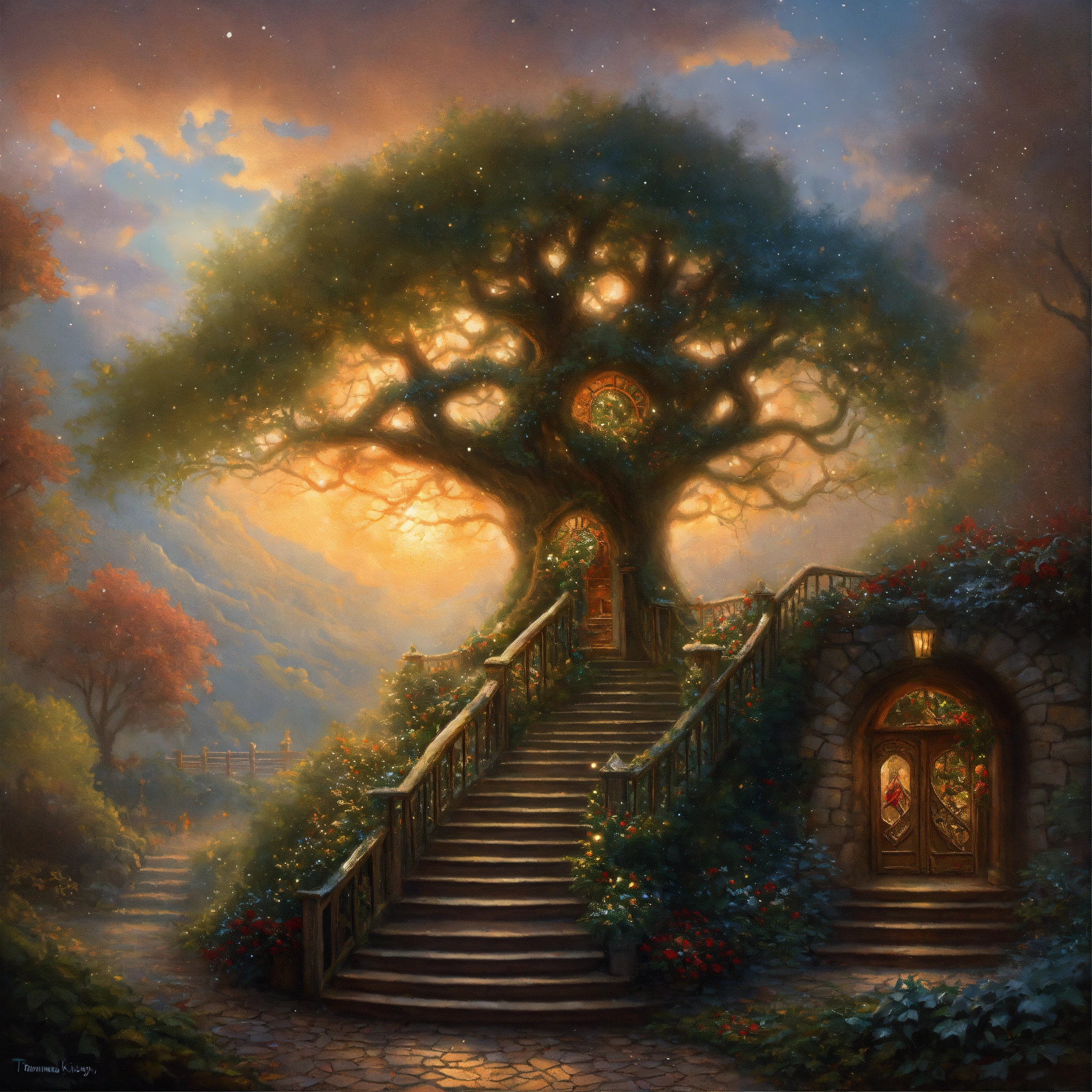 Lexica - The inside of a magical Elvish Tree, stairs carved on the ...