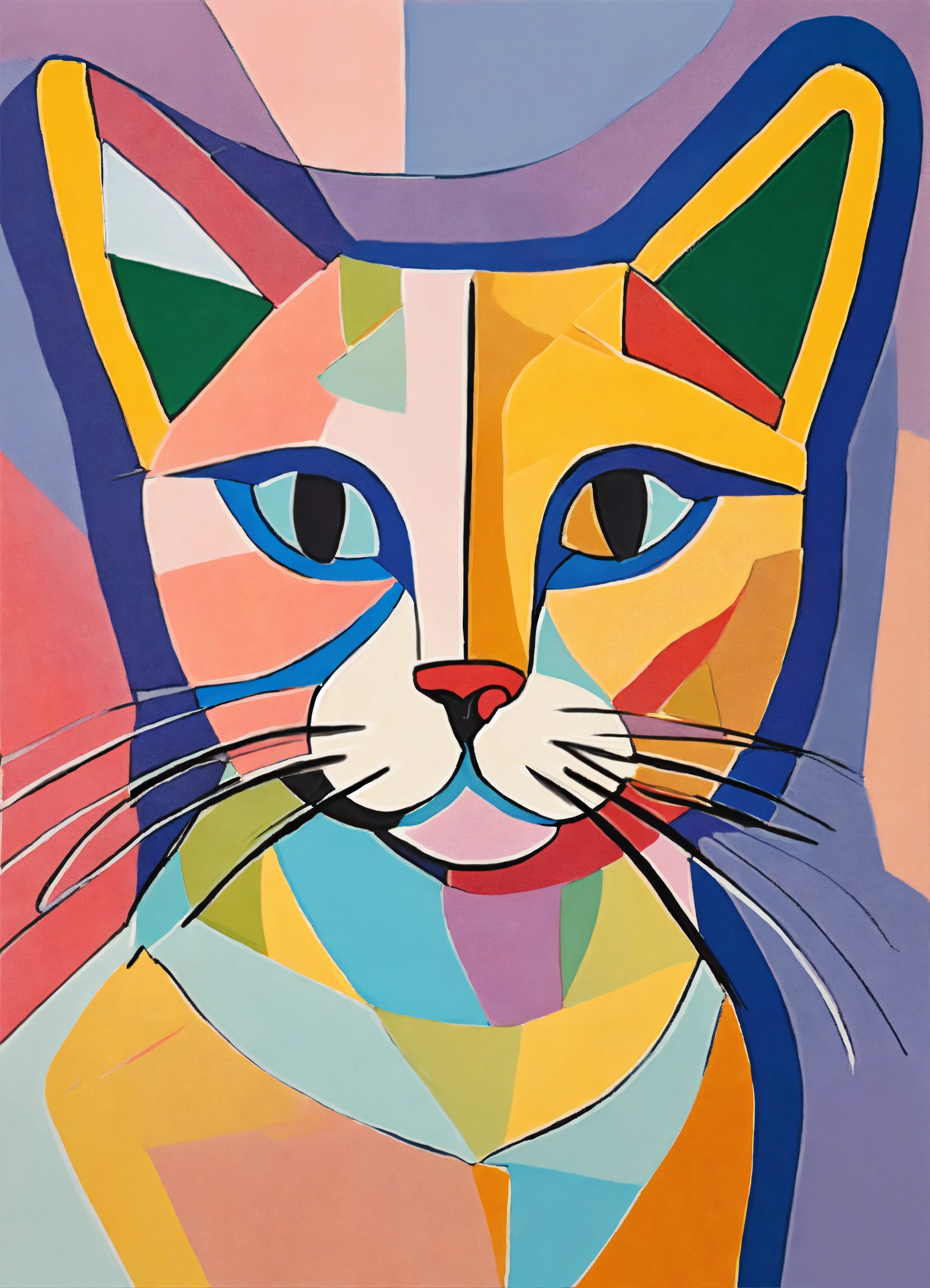Lexica - Abstract Pablo Picasso painting cat in pastel shades.