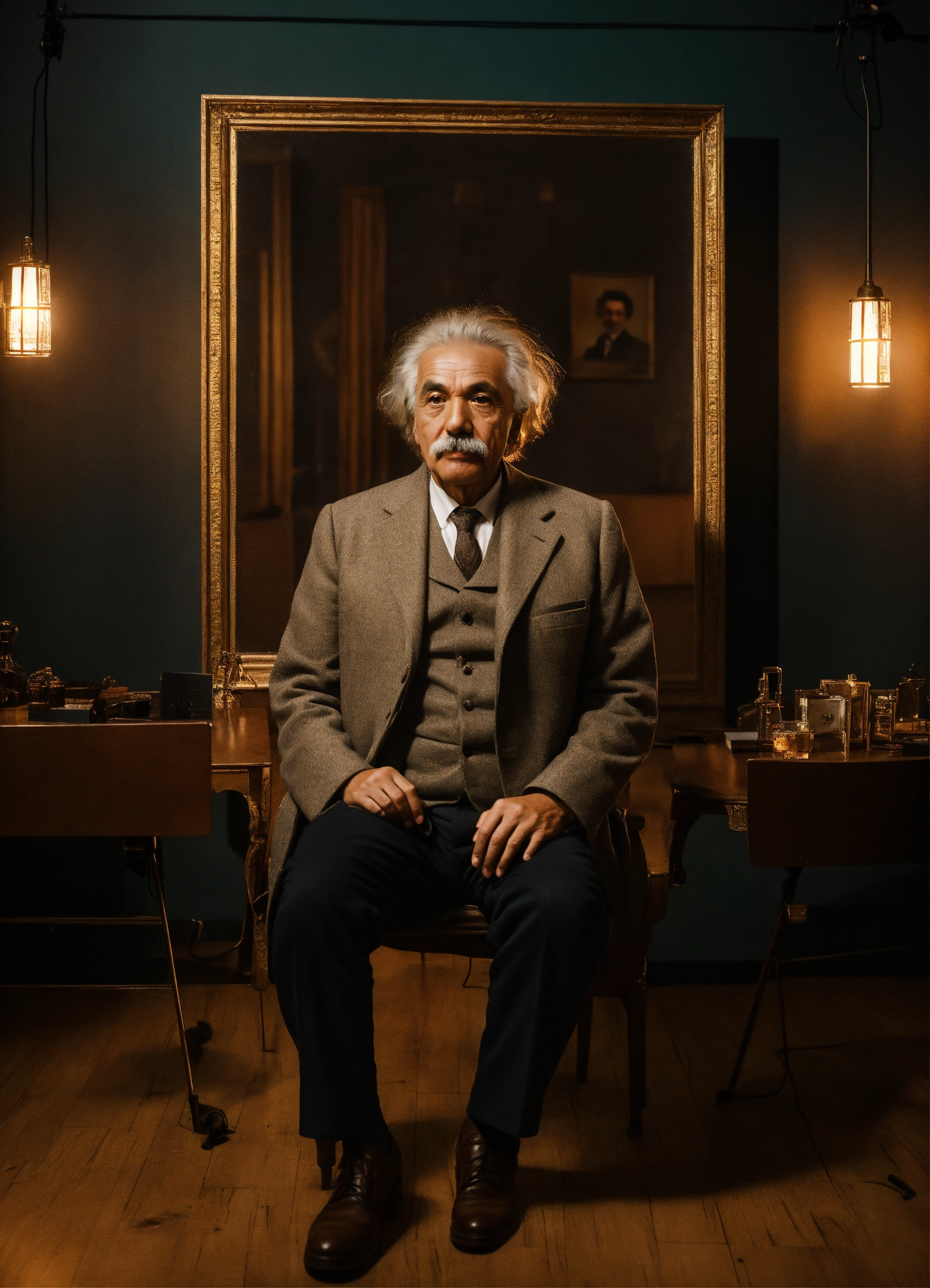 Lexica - A man sitting on a chair in a room, a character portrait ...