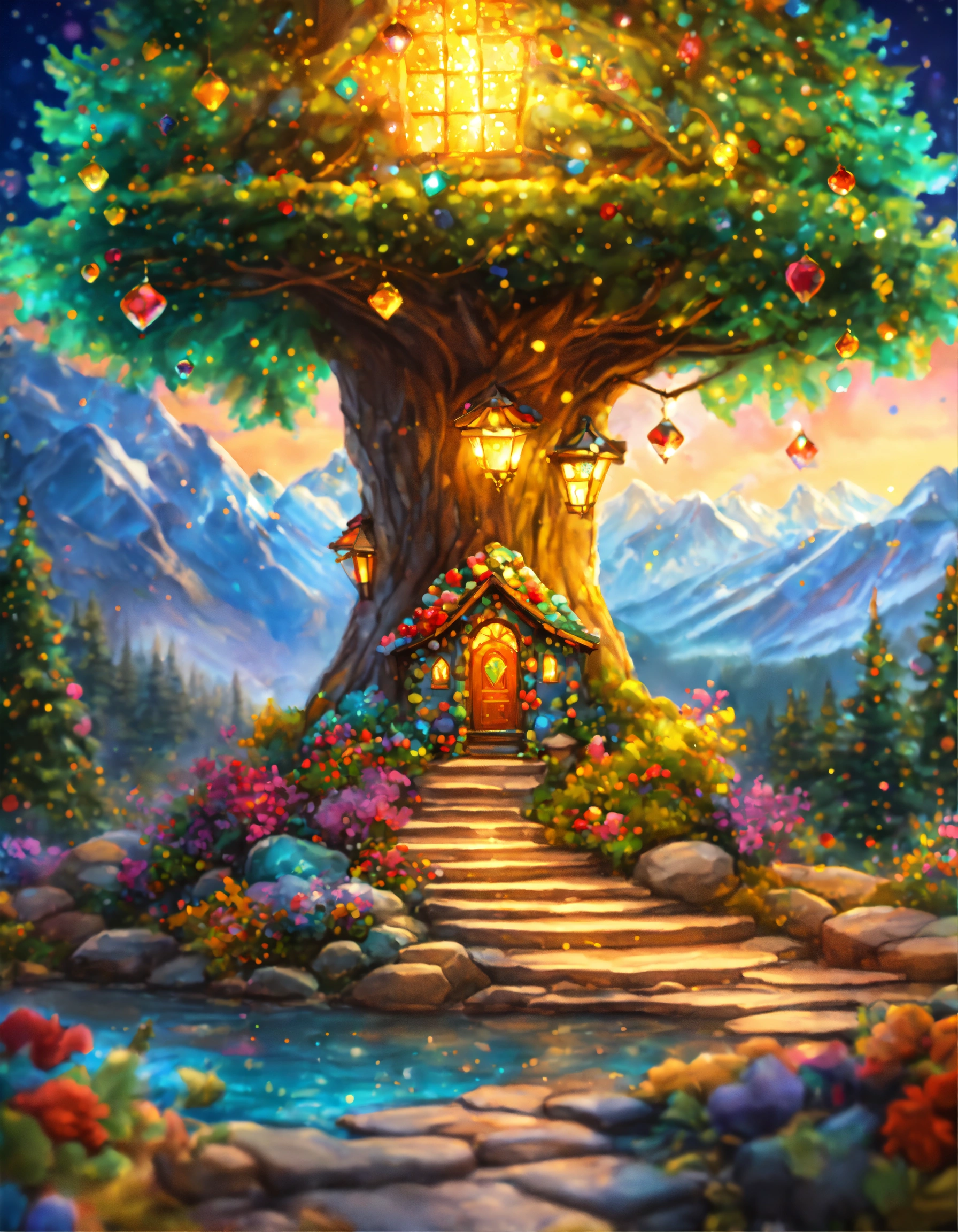 Lexica - 3d stained glass, beautiful whimsical cute adorable snowy ...