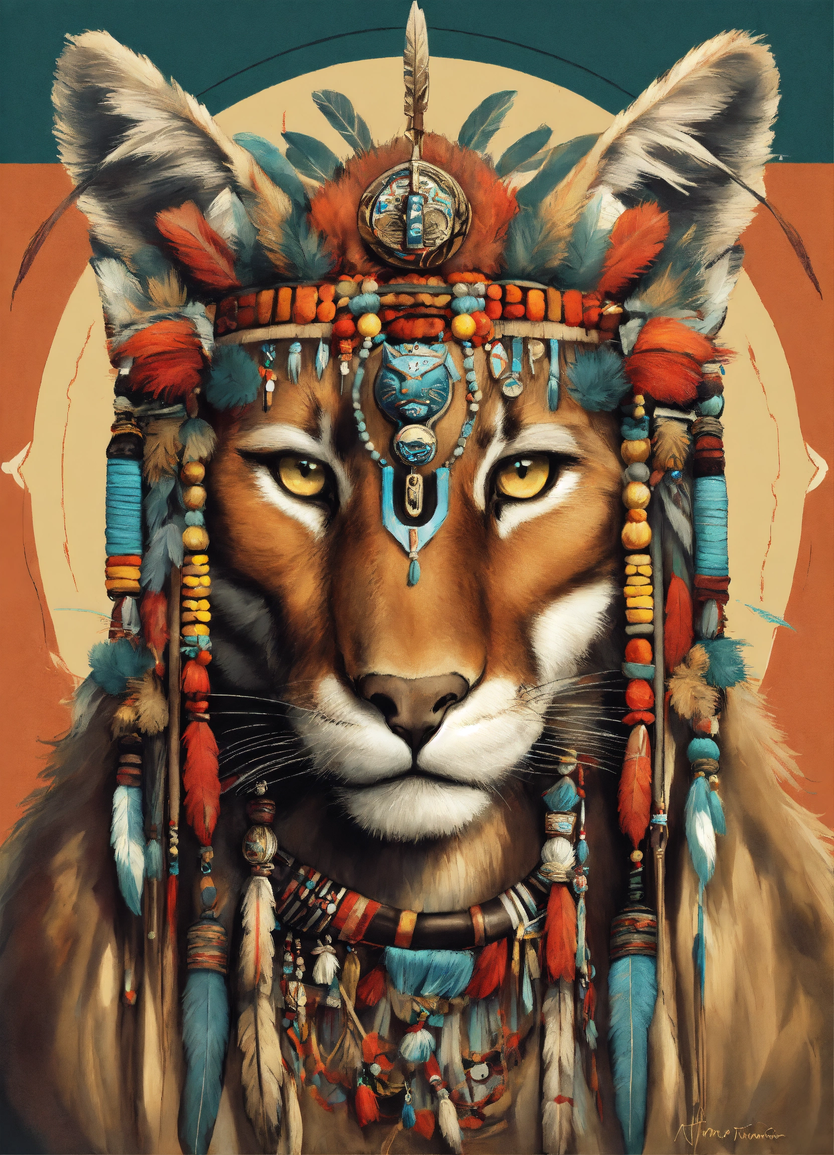 Lexica - Puma head ancestral shaman warrior, native american style ...