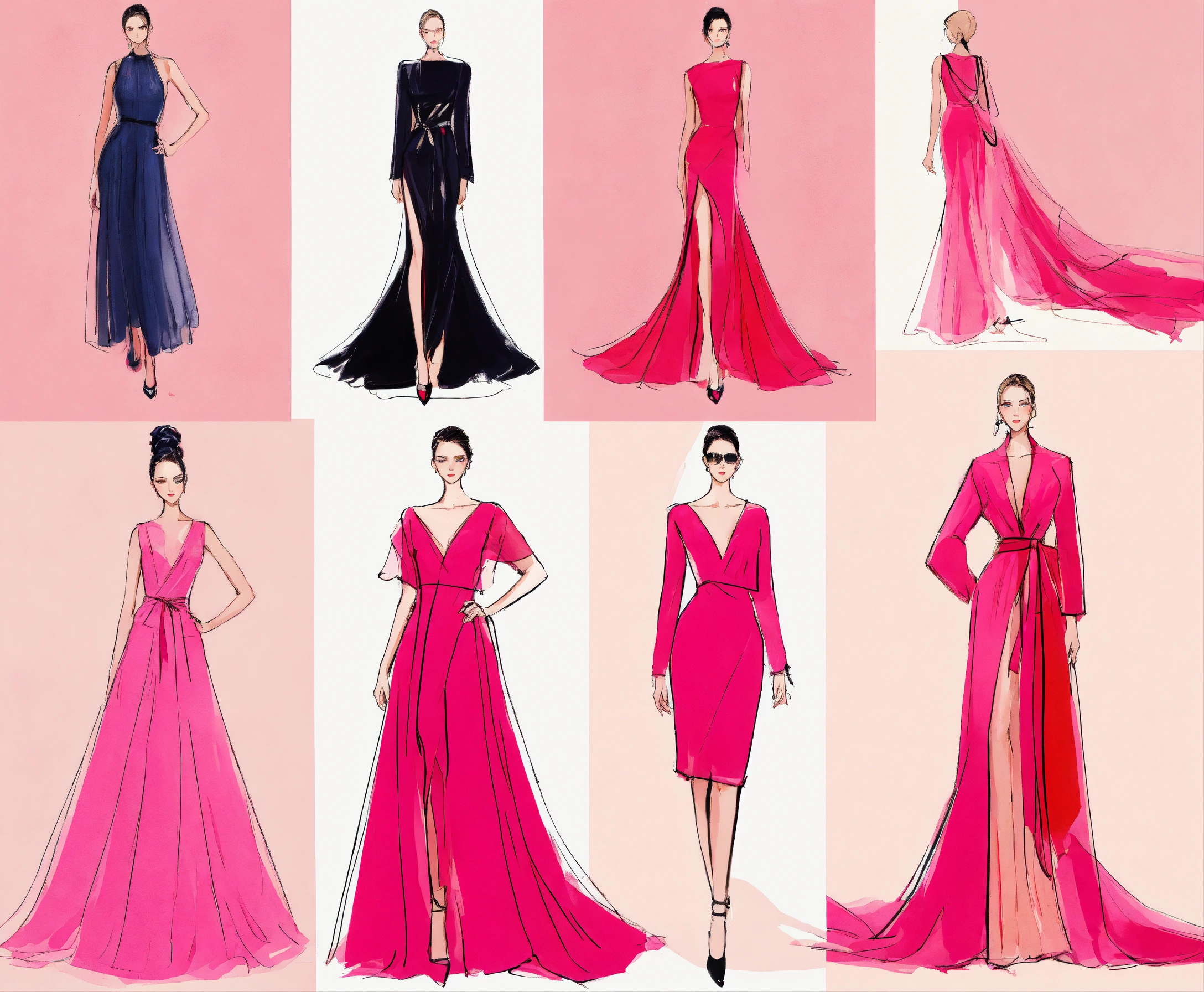 Lexica - Fashion illustrations, 12 different designs, rough sketches ...